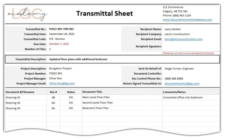 What are Document Transmittals? (Transmittal Form Basics!) | LGC Academy