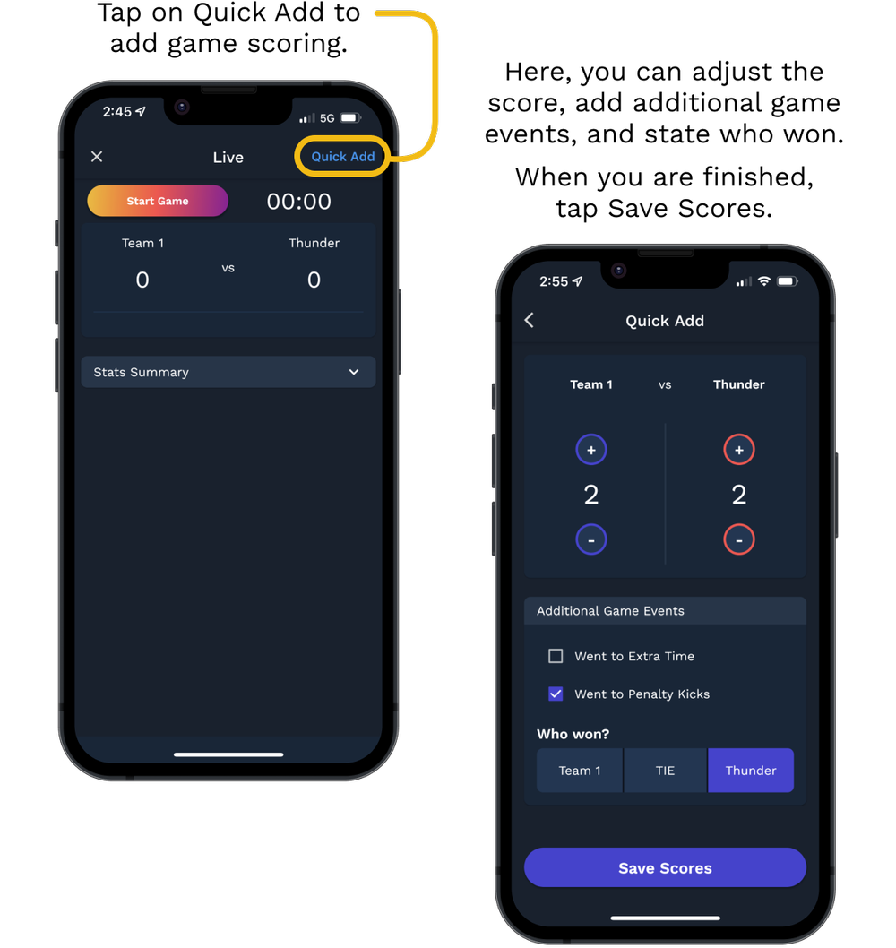 How to quick add game scores — Praxis Sports
