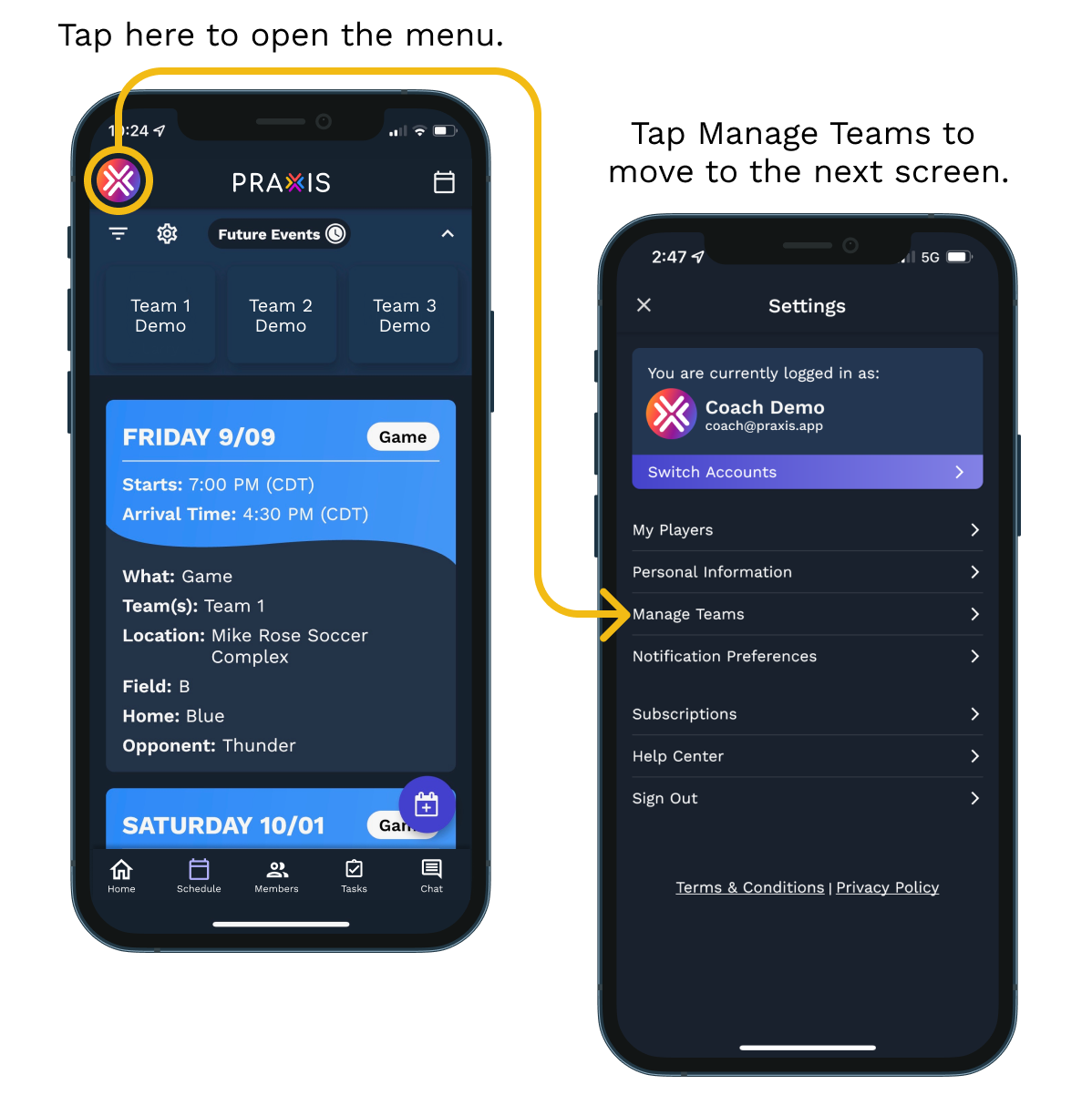 How to add an additional team — Praxis Sports