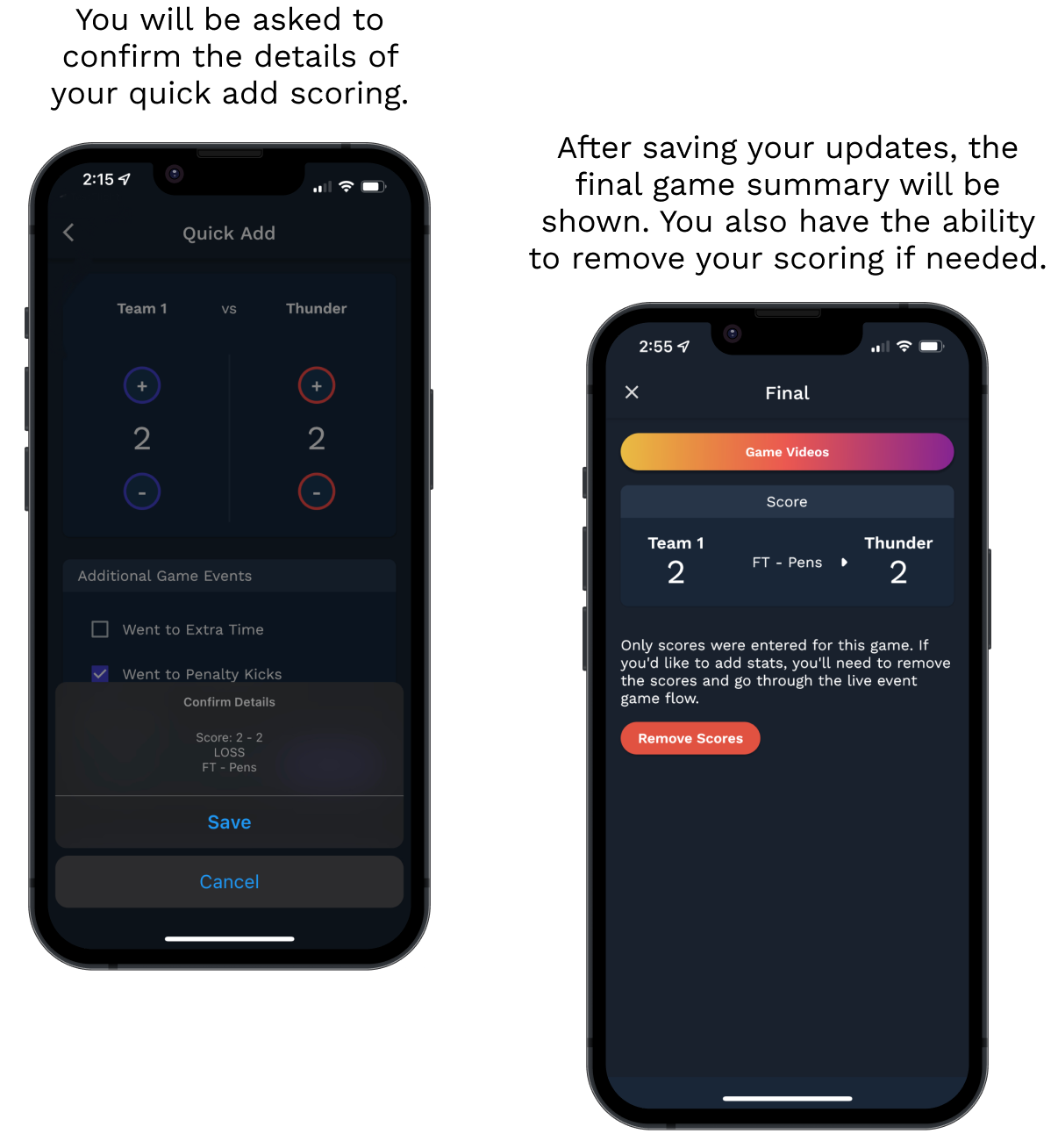 How to quick add game scores — Praxis Sports