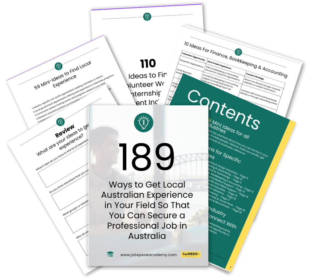 189 Ways to get Local Aussie Experience - Free Download — Jobspeak ...