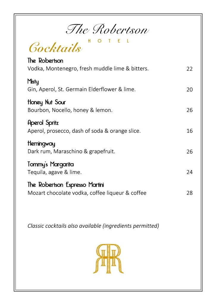 The Robertson Bar — The Robertson Hotel