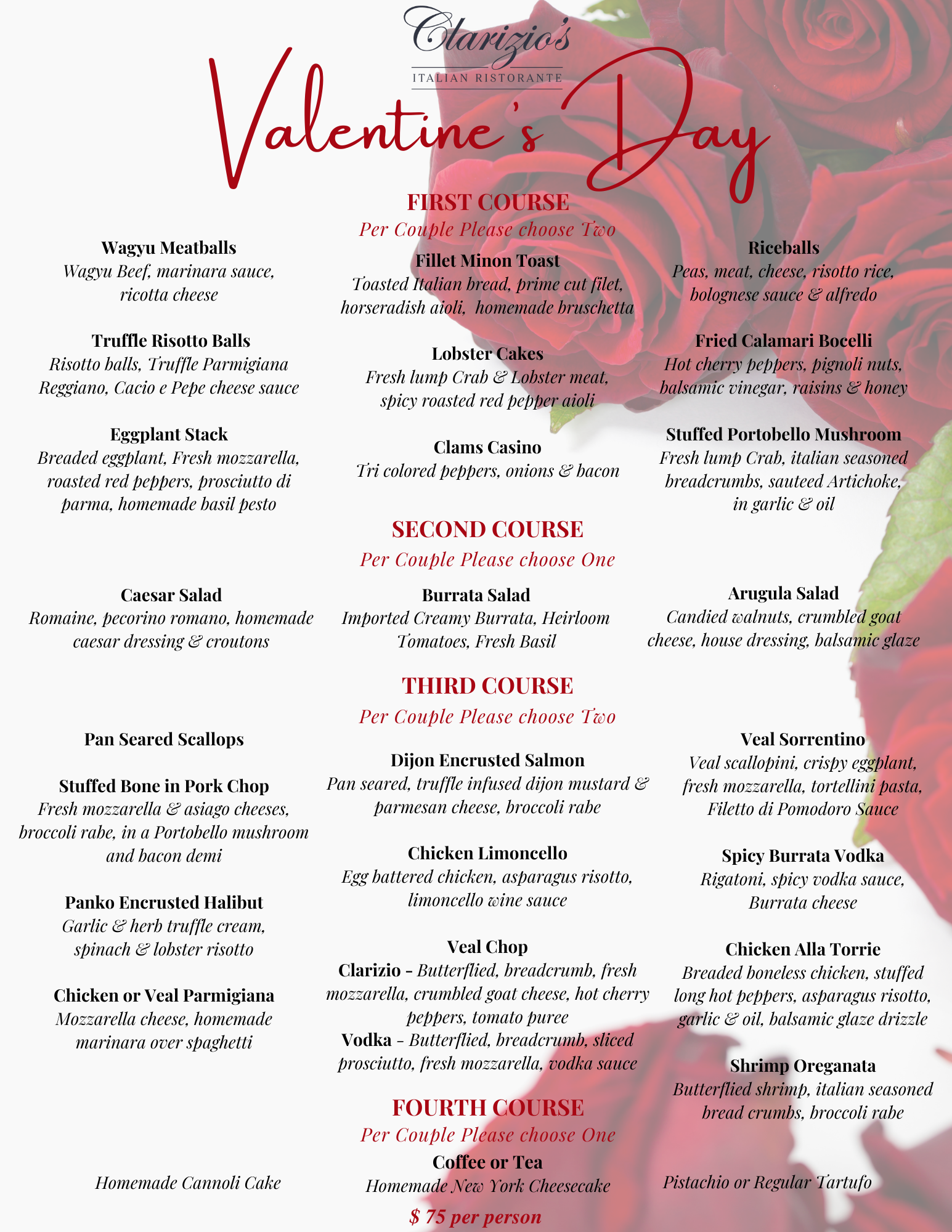 Holiday Menu — Clarizio's Italian Ristorante