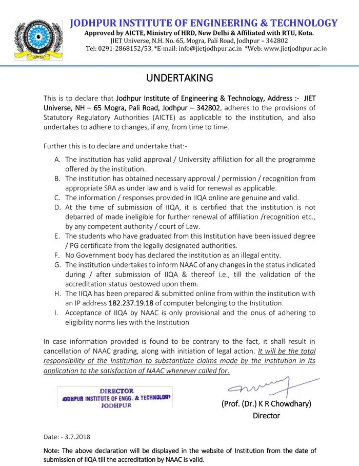 NAAC 'A' Grade institute in Rajasthan