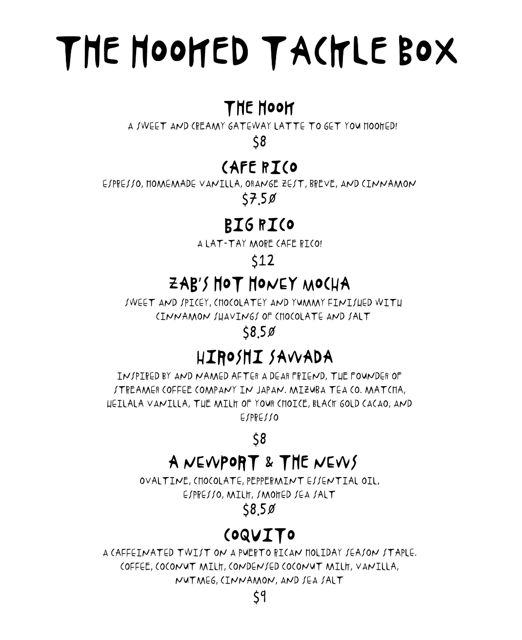 Hooked restaurant menu new arrivals