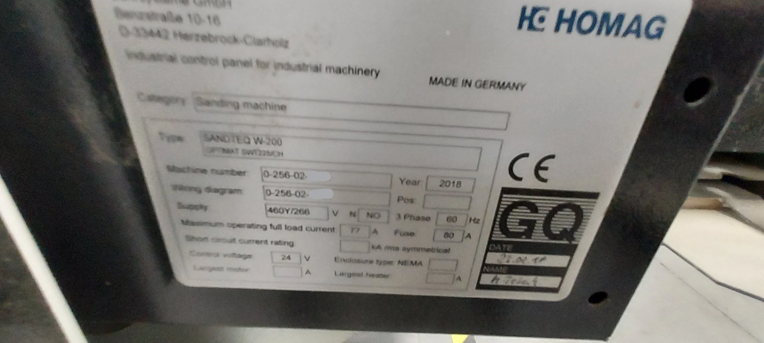 Homag S225-CHB 53" WBS 3 Heads Plus Cleaning (Used). Model: S225 CHB ...