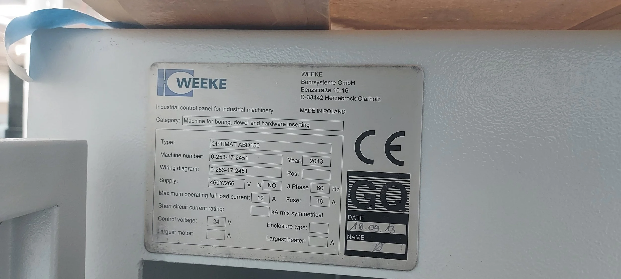 Weeke CNC Point to Point Boring Machine 2005 (Used) — LIMZ MACHINERY GROUP