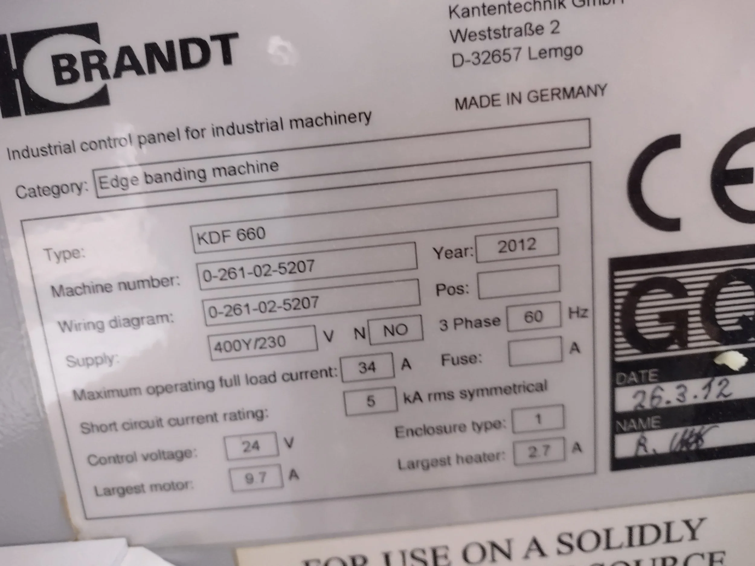 Brandt KDF 1660 Edgebander 2012 (Used) — LIMZ MACHINERY GROUP