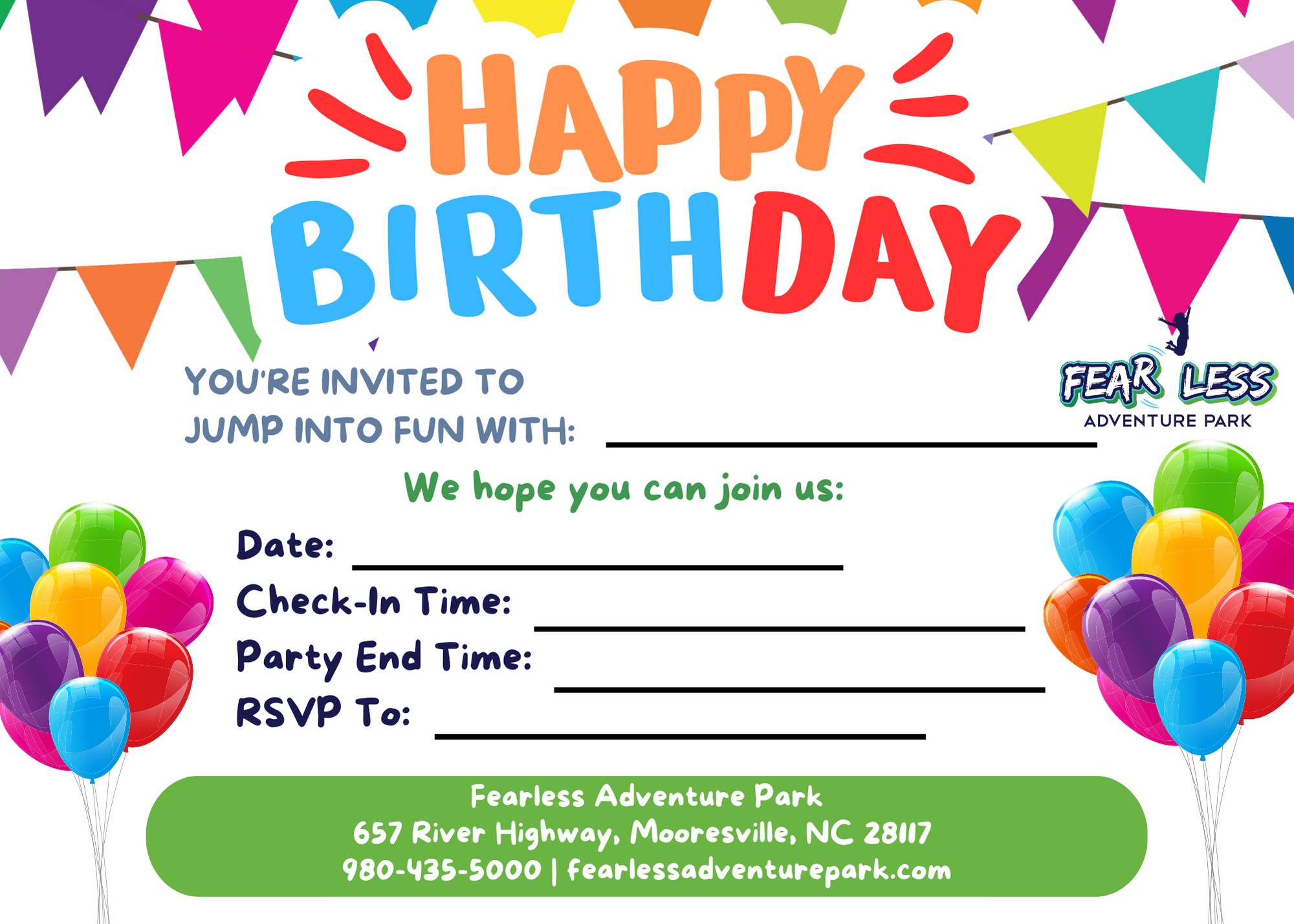 Party Invitations — Fearless Adventure Park