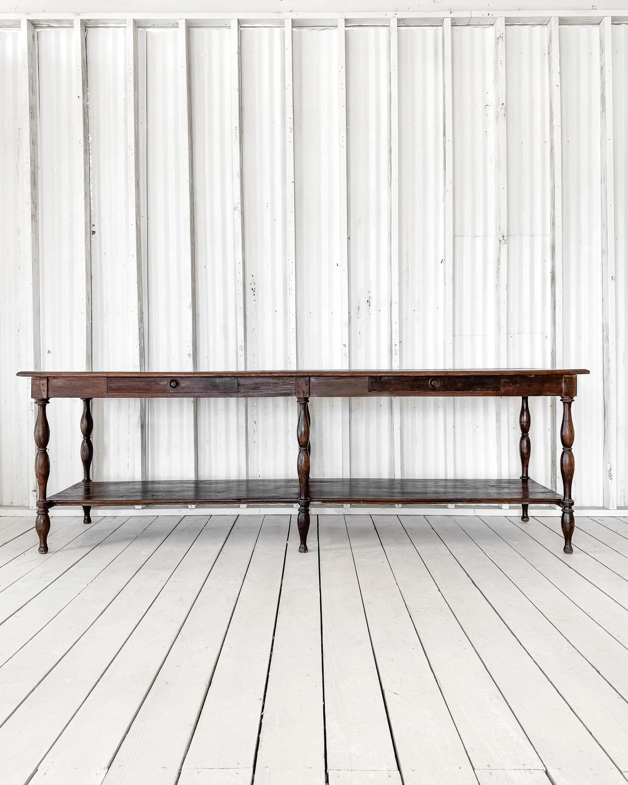 Antique French Draper's Table with Turned Legs — East End Salvage