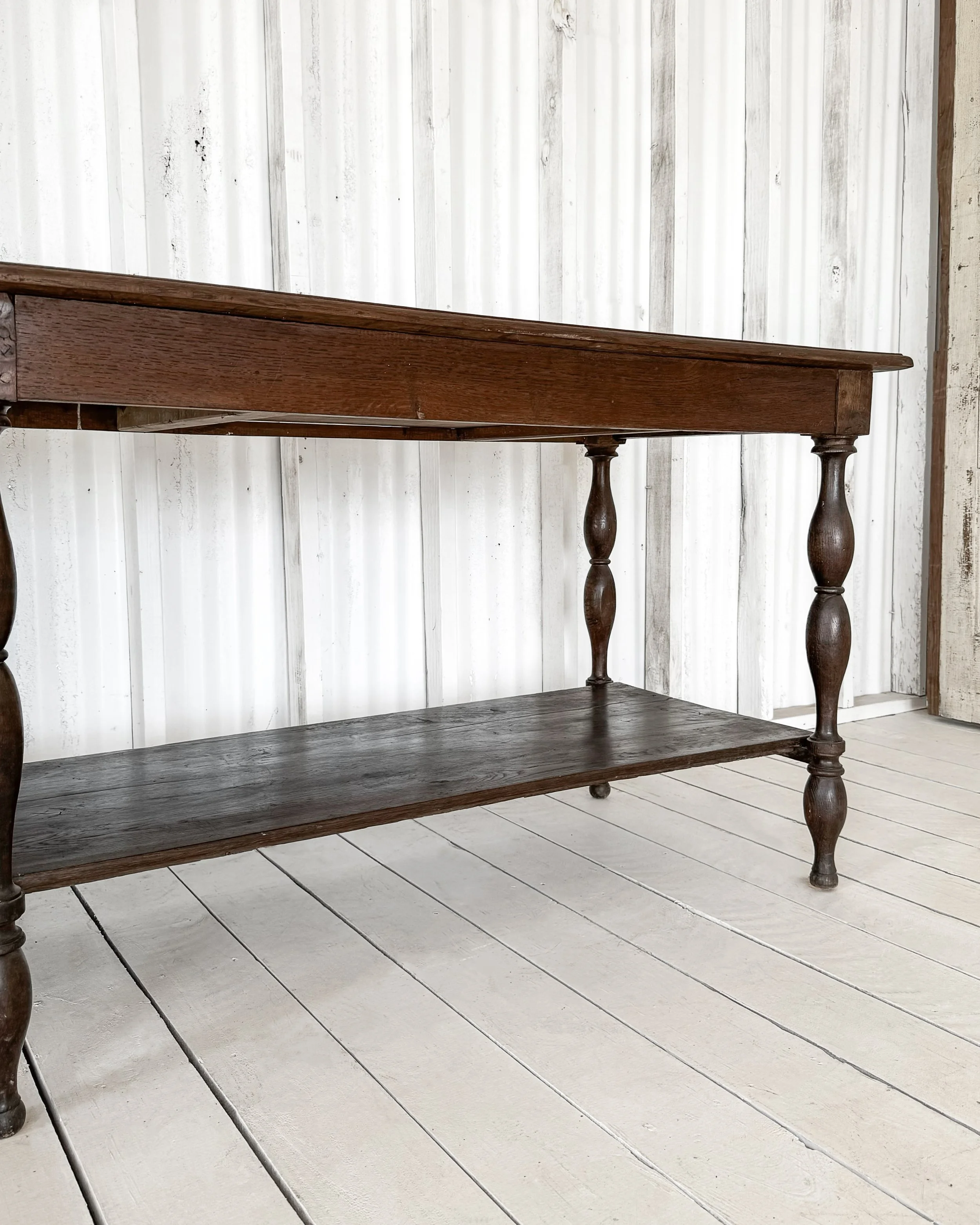 Antique French Draper's Table with Turned Legs — East End Salvage