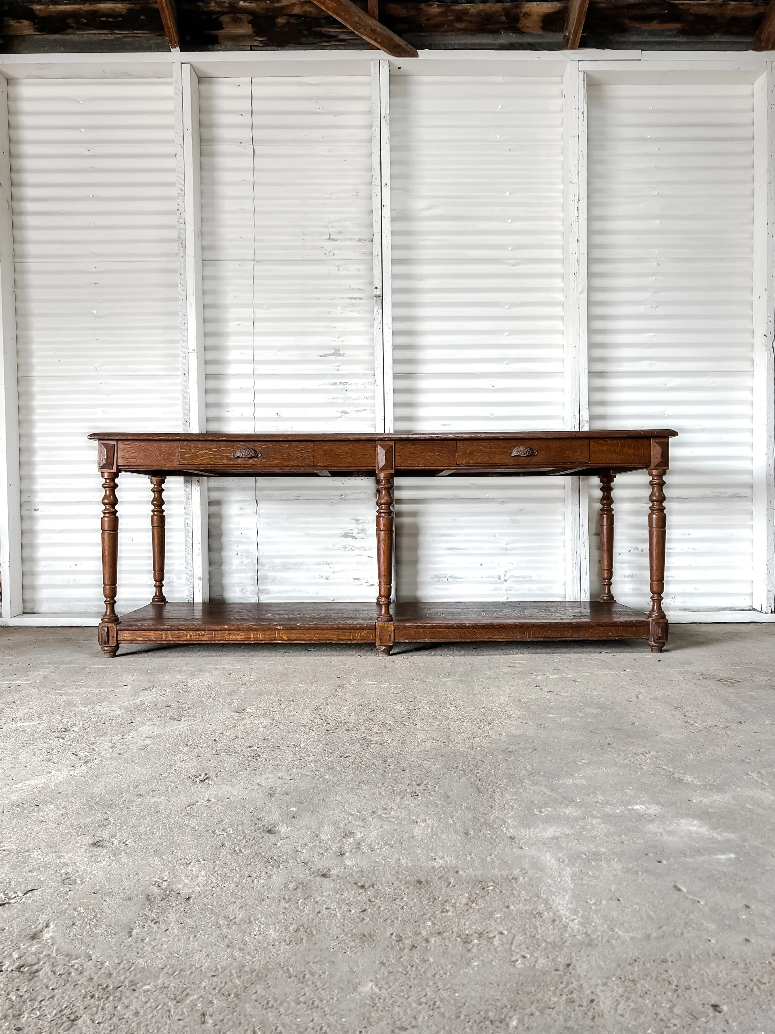 French Drapers Table with Turned Legs — East End Salvage