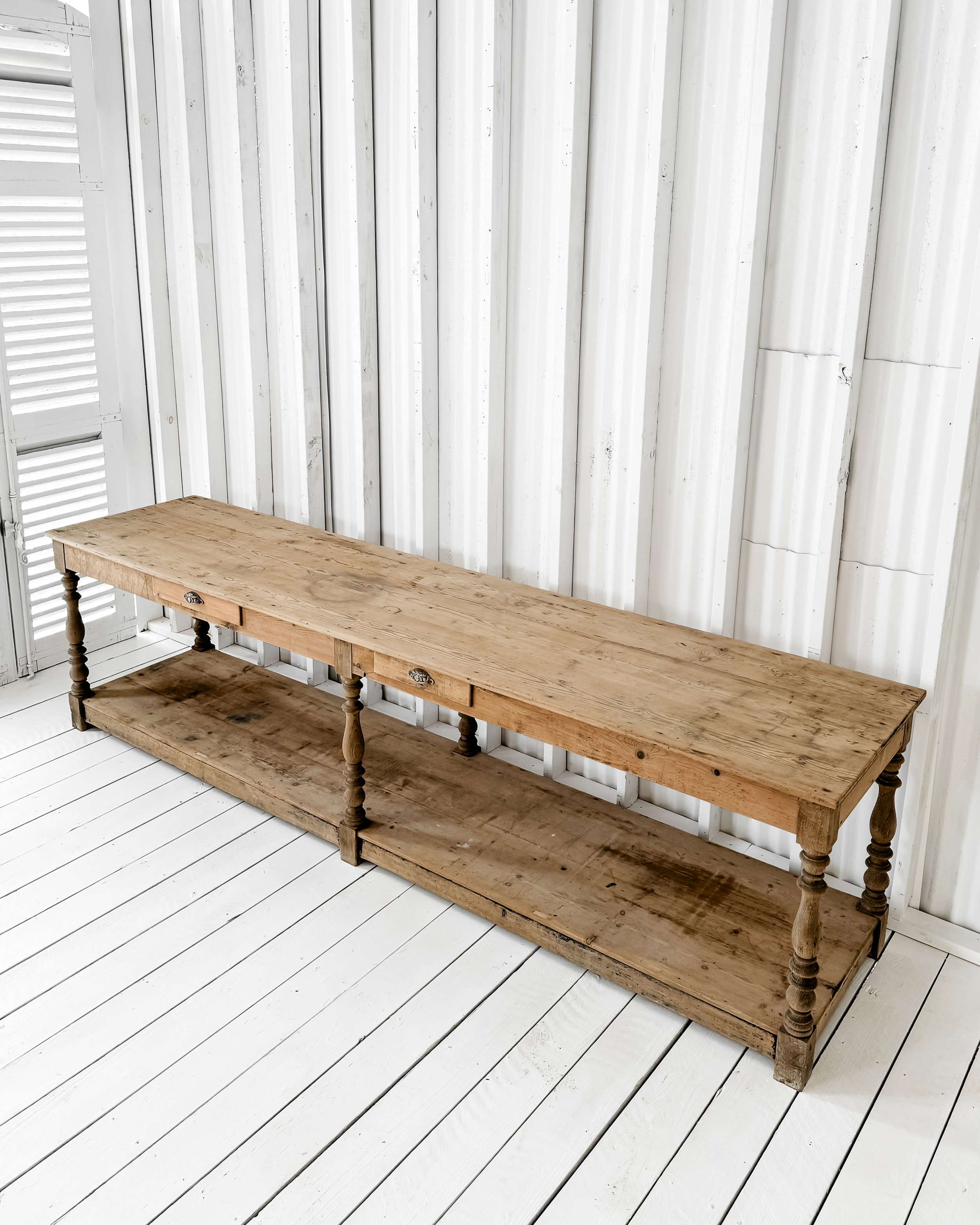 PIne and Oak French Draper's Table — East End Salvage