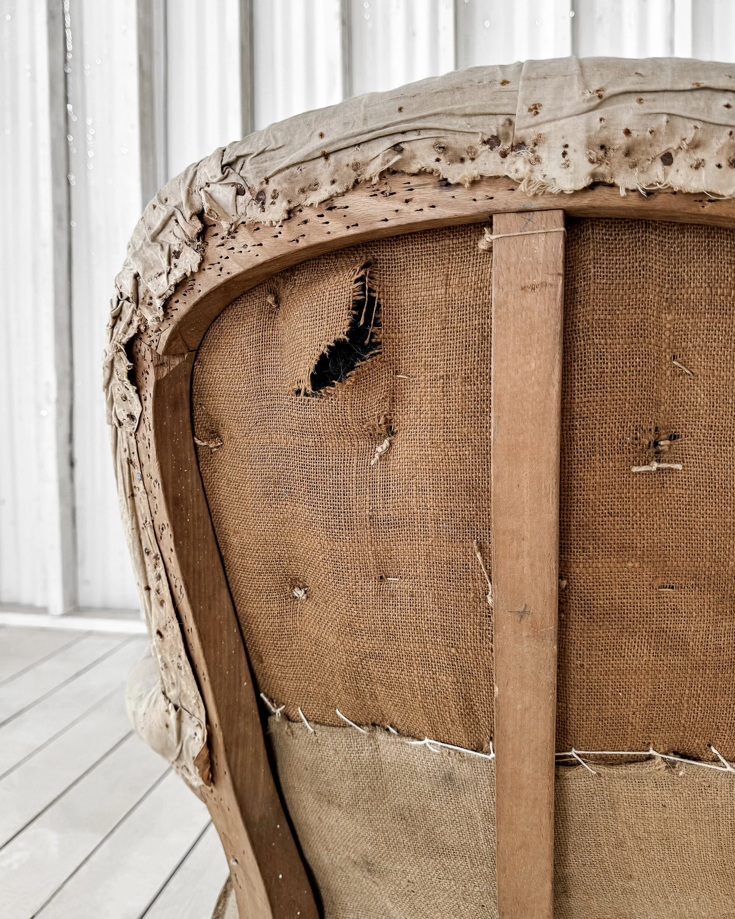 Deconstructed French Napoleon III Arched High Back Chair — East End Salvage