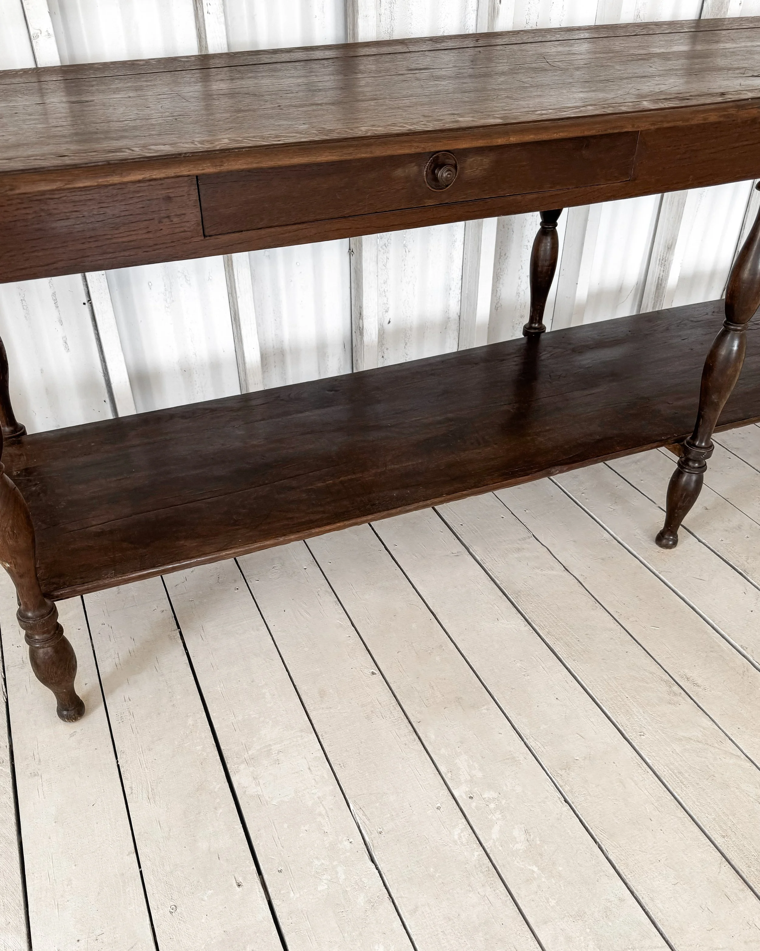 Antique French Draper's Table with Turned Legs — East End Salvage