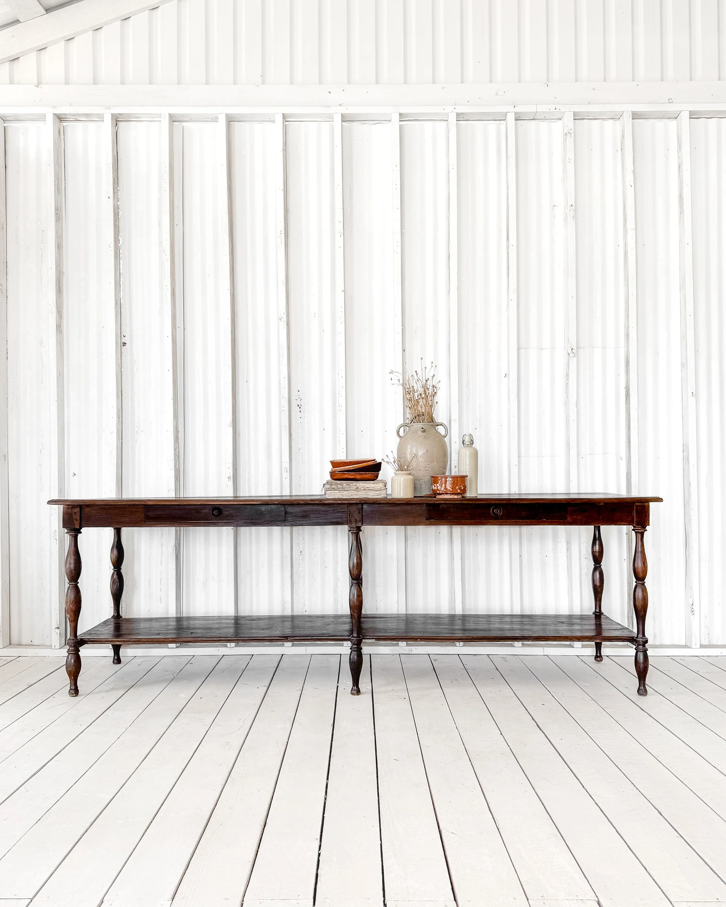 Antique French Draper's Table with Turned Legs — East End Salvage