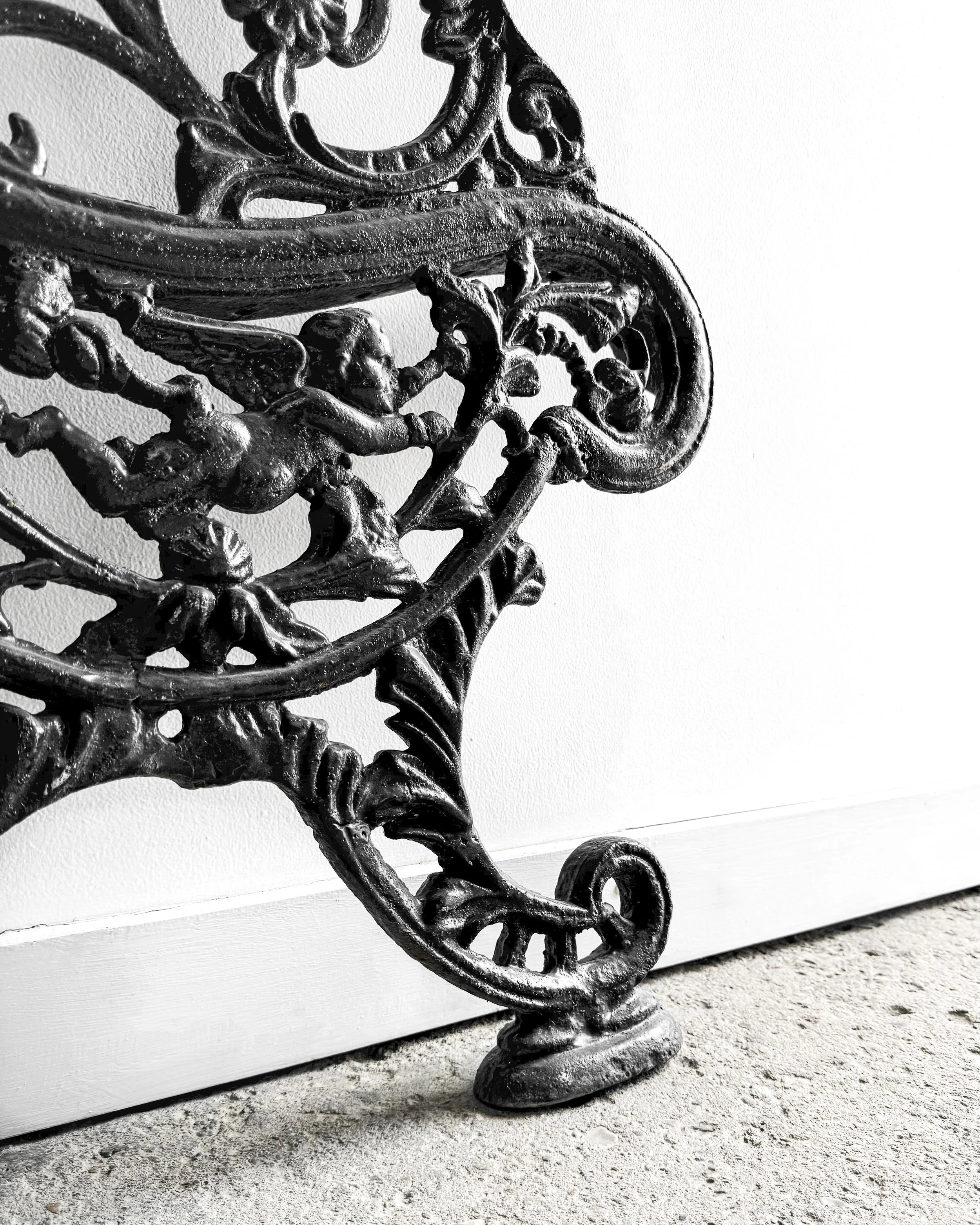 (Pair) Antique Cast Iron Victorian Garden Bench Ends — East End Salvage