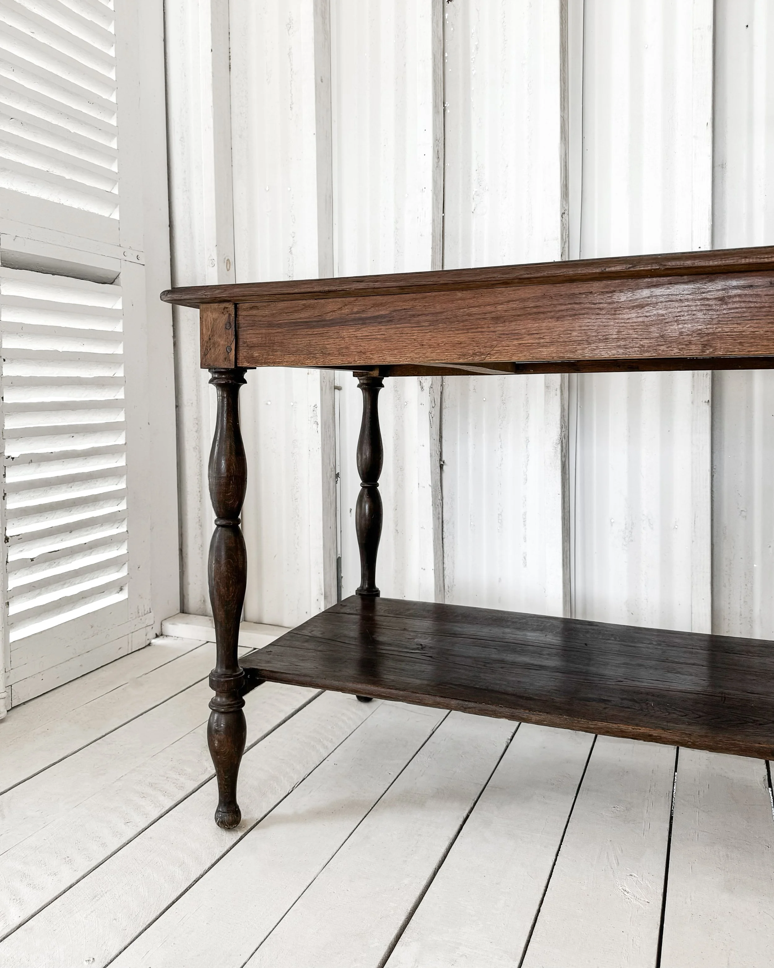 Antique French Draper's Table with Turned Legs — East End Salvage