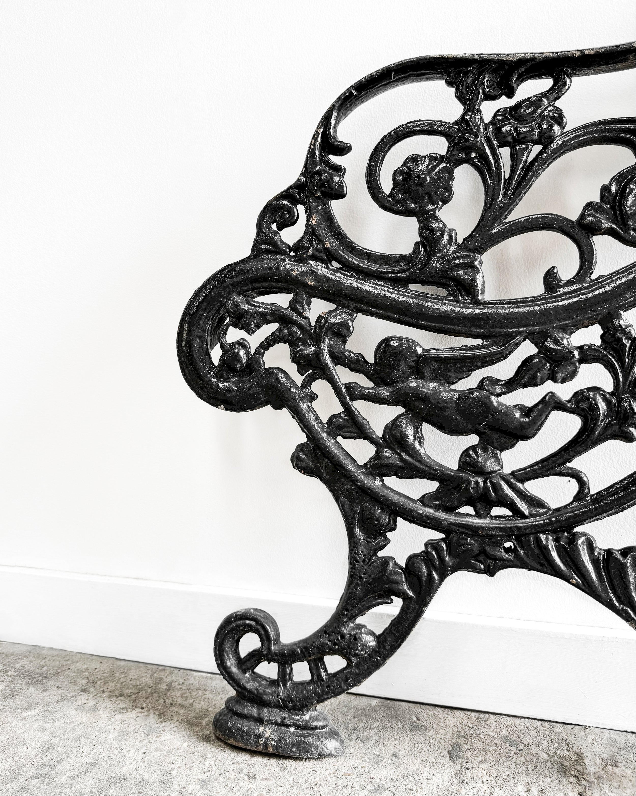 (Pair) Antique Cast Iron Victorian Garden Bench Ends — East End Salvage