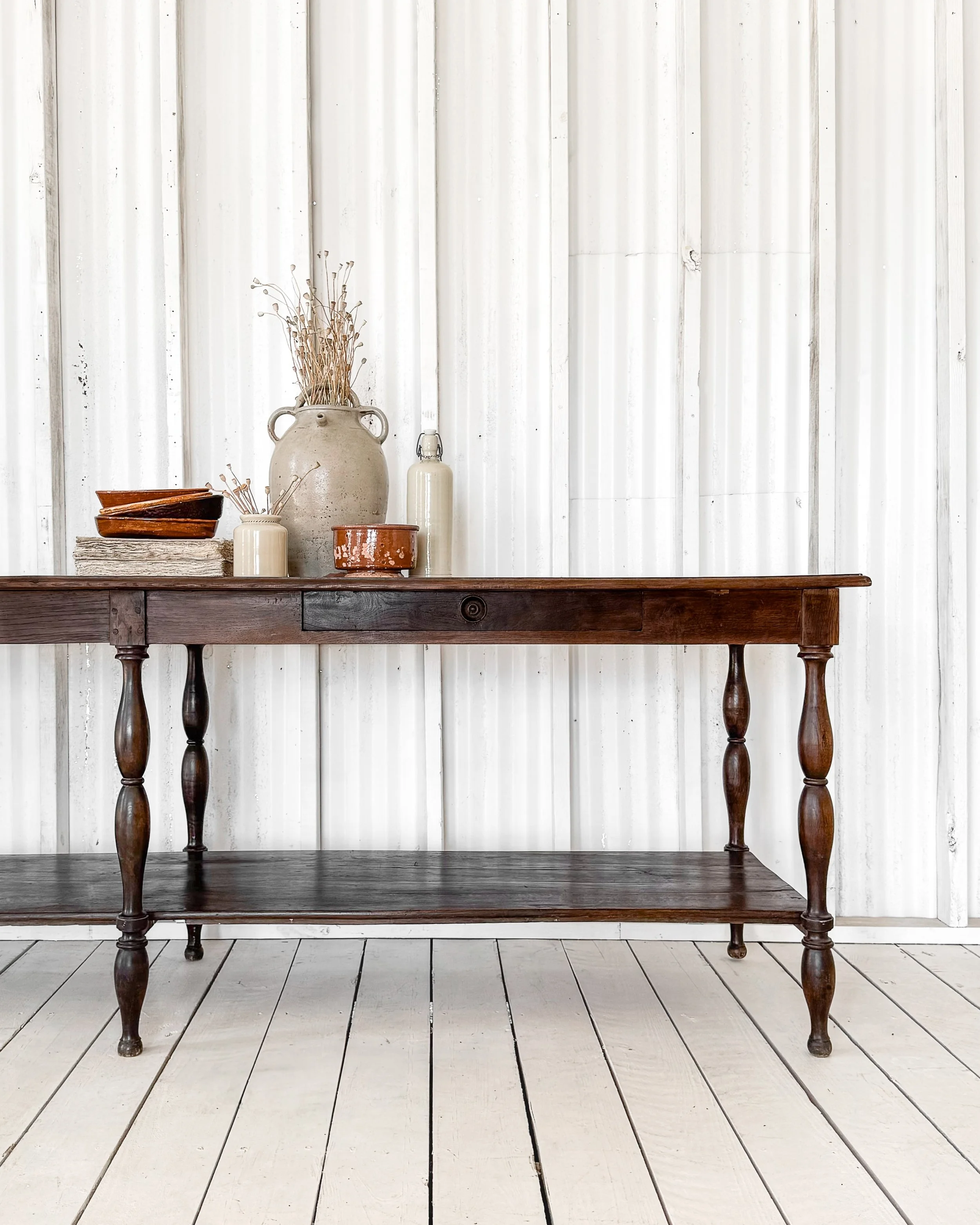PIne and Oak French Draper's Table — East End Salvage