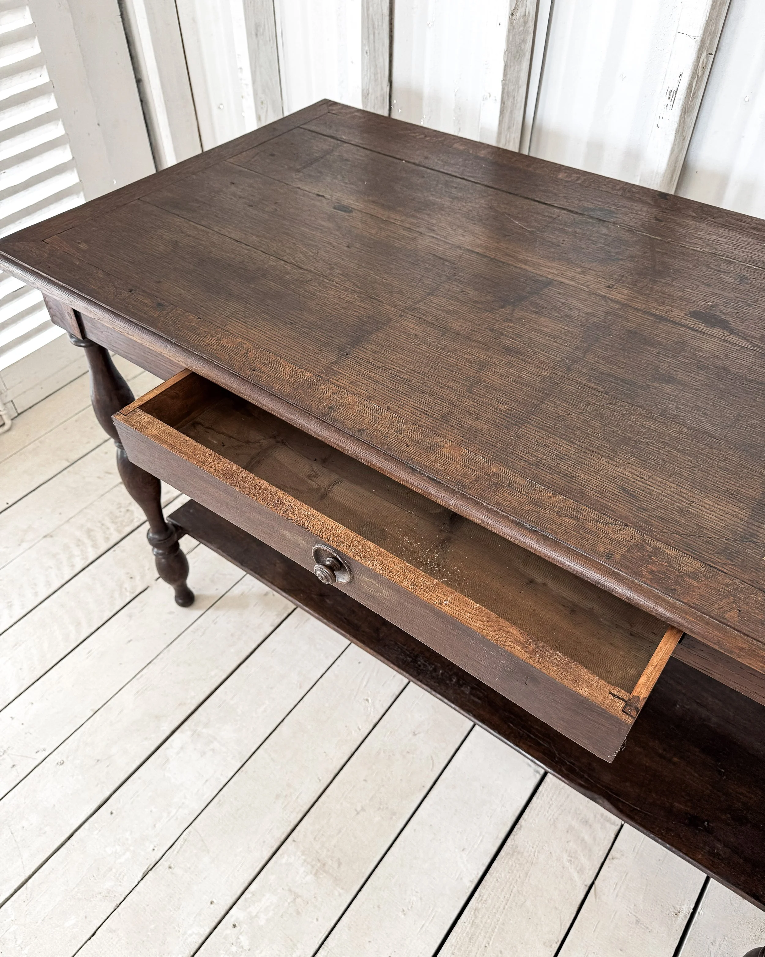 Antique French Draper's Table with Turned Legs — East End Salvage