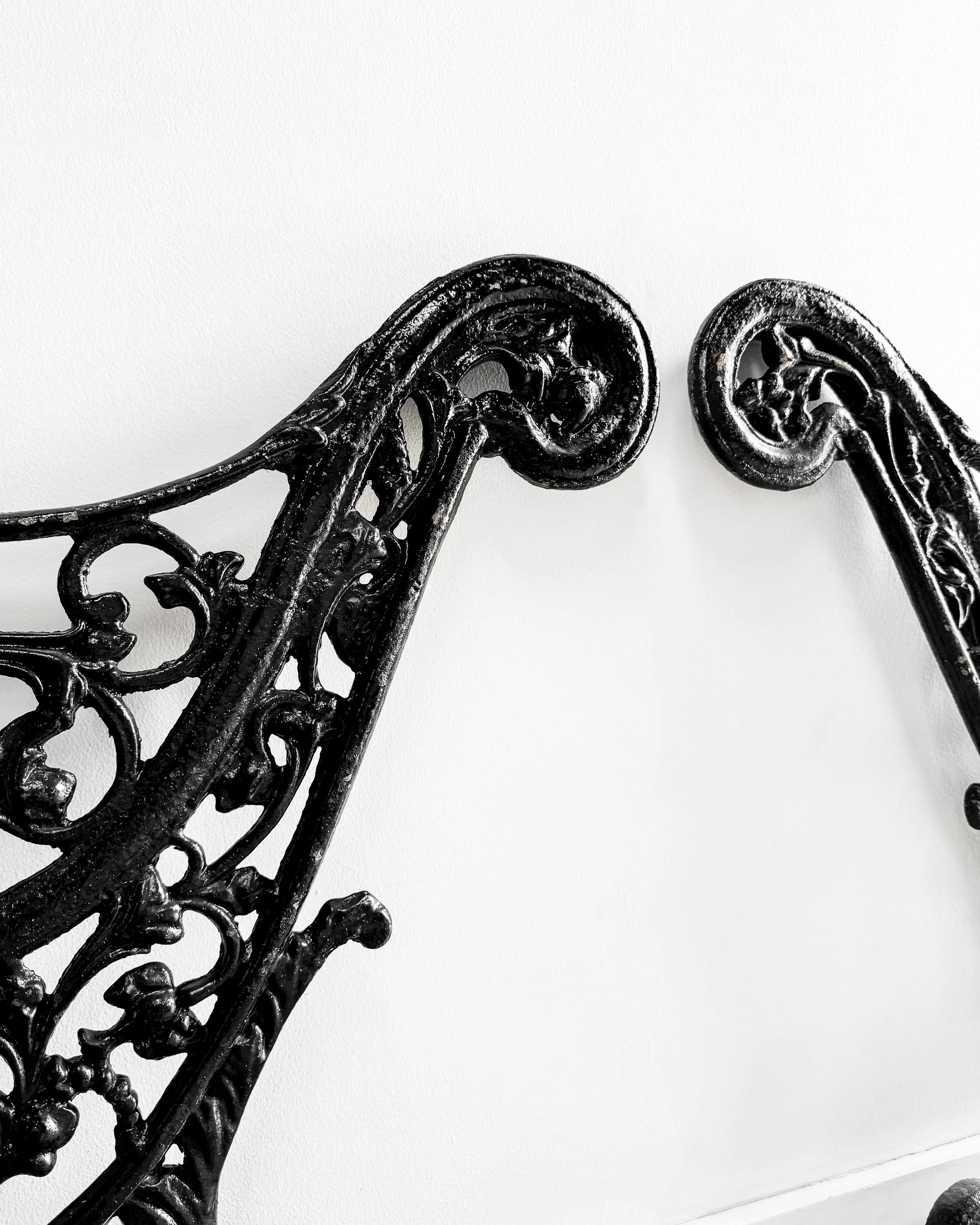 (Pair) Antique Cast Iron Victorian Garden Bench Ends — East End Salvage