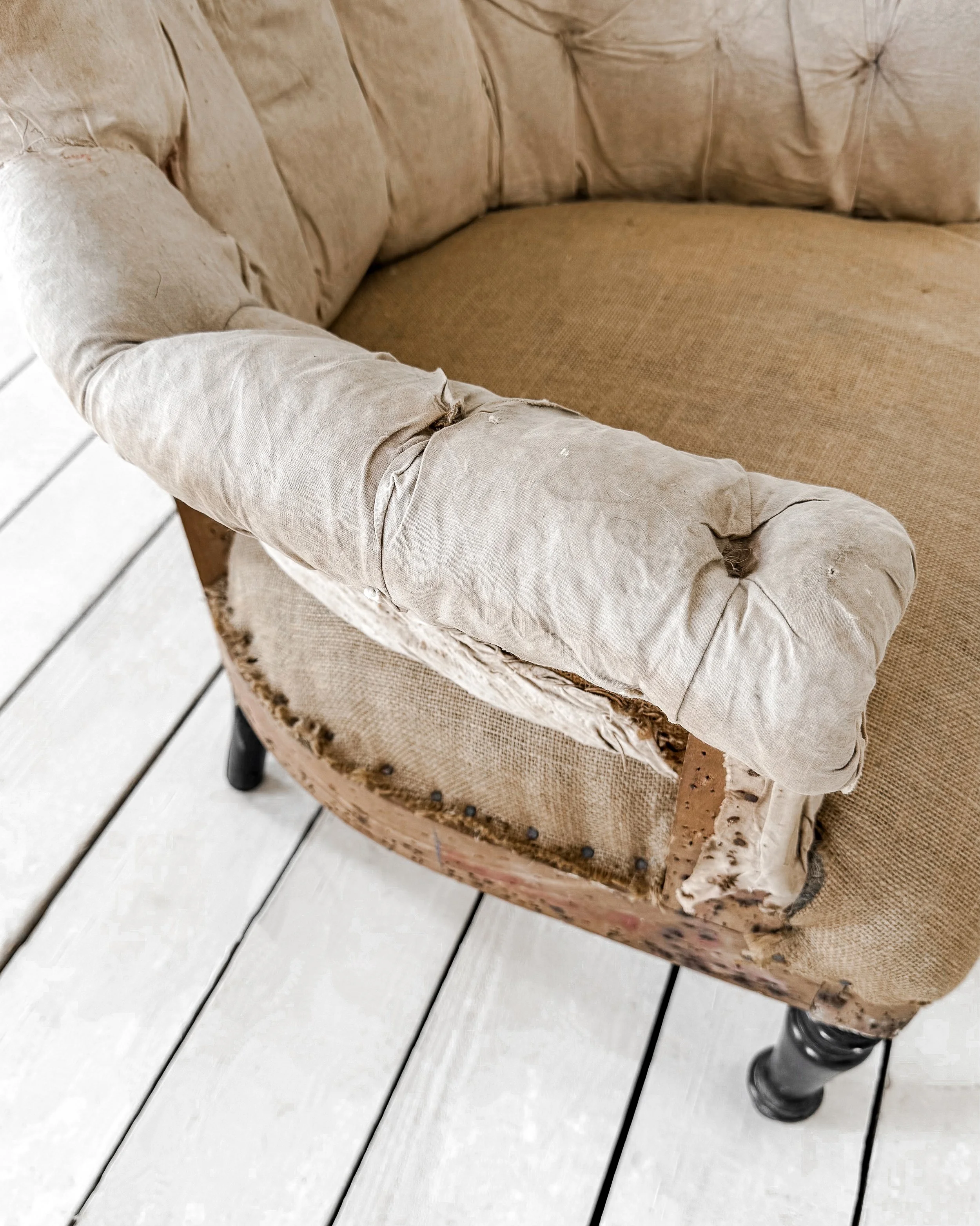 Deconstructed French Napoleon III Arched High Back Chair — East End Salvage