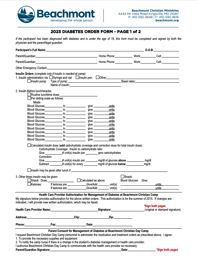 Camp Nurse Forms