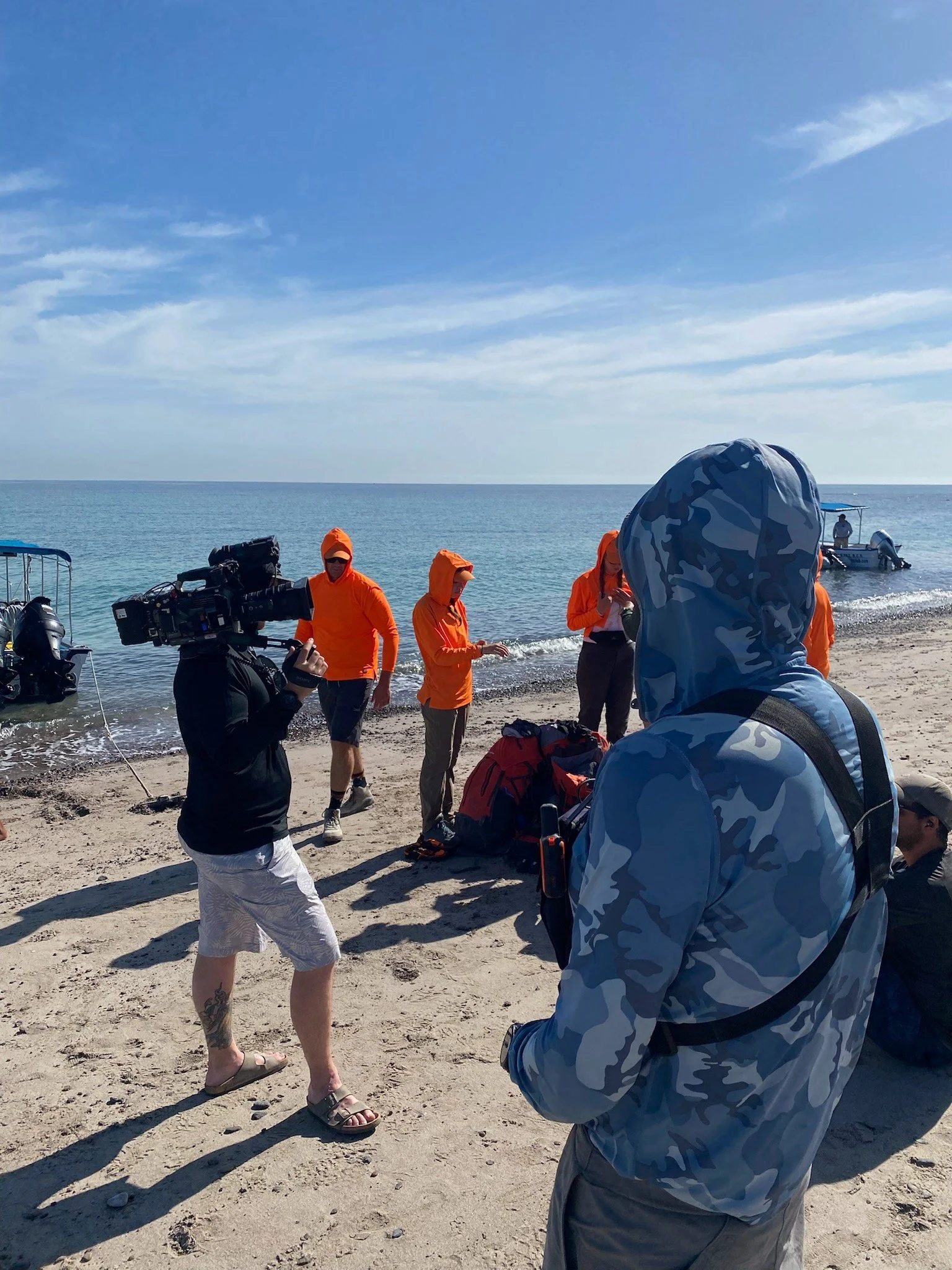 Safety team on the set of a remote backcountry TV production with ...