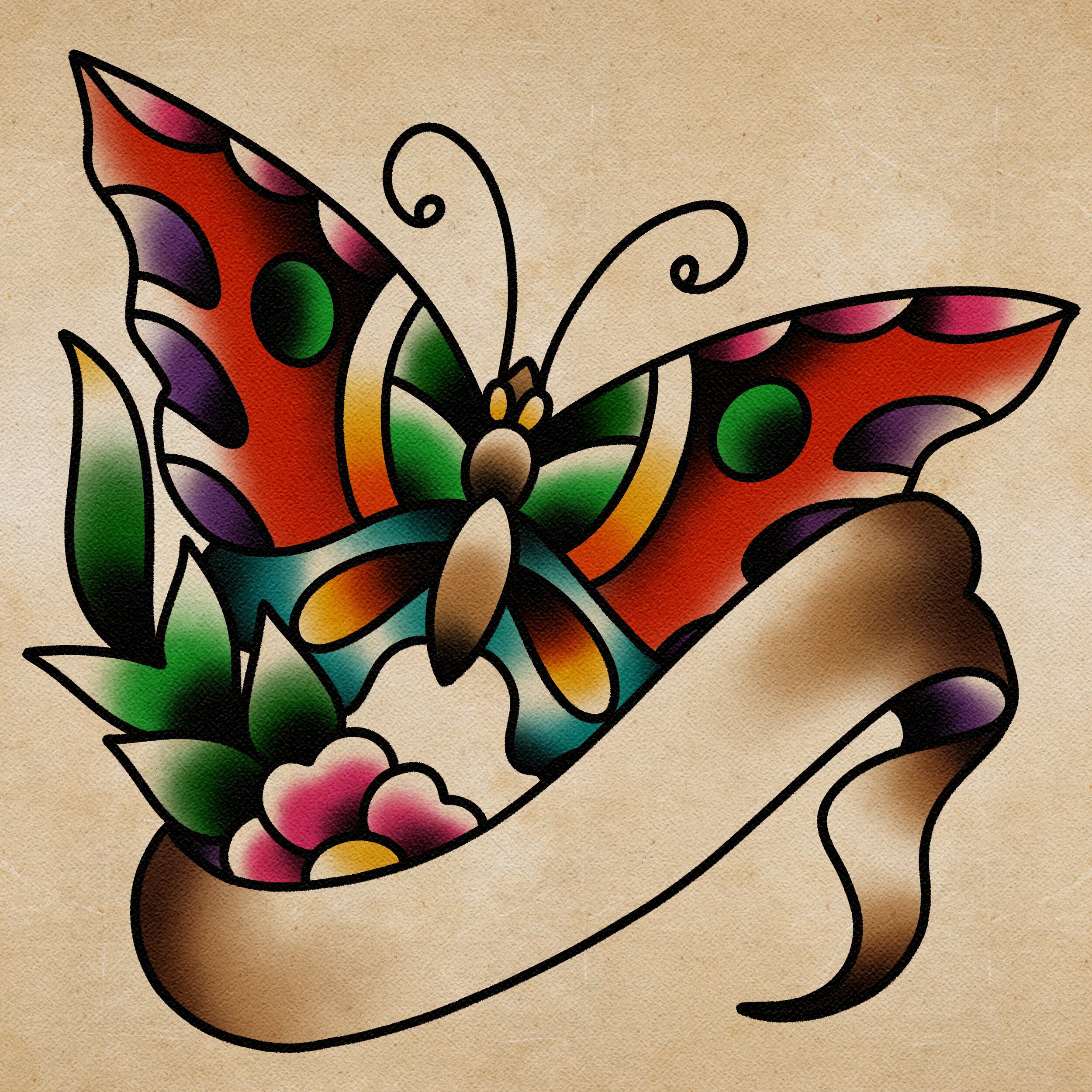 Traditional Butterfly Flash Tattoos | Procreate Brush Set