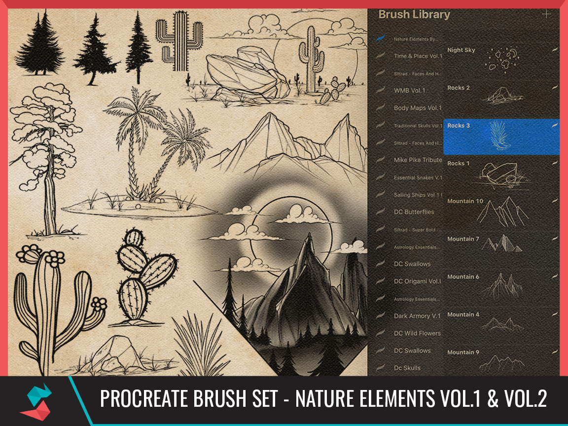 Procreate Tattoo Brushes, Stamps, Paper Textures — Tattoo Space