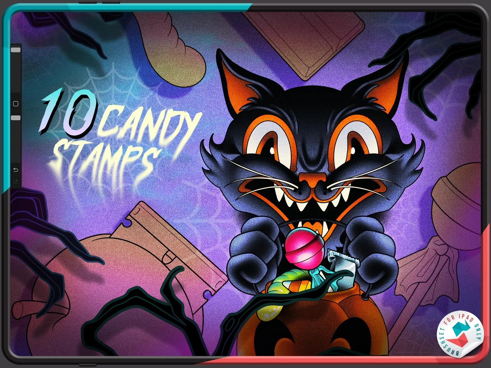 Fright Night Halloween Procreate Brush Set – 57 Spooky Tattoo Designs ...