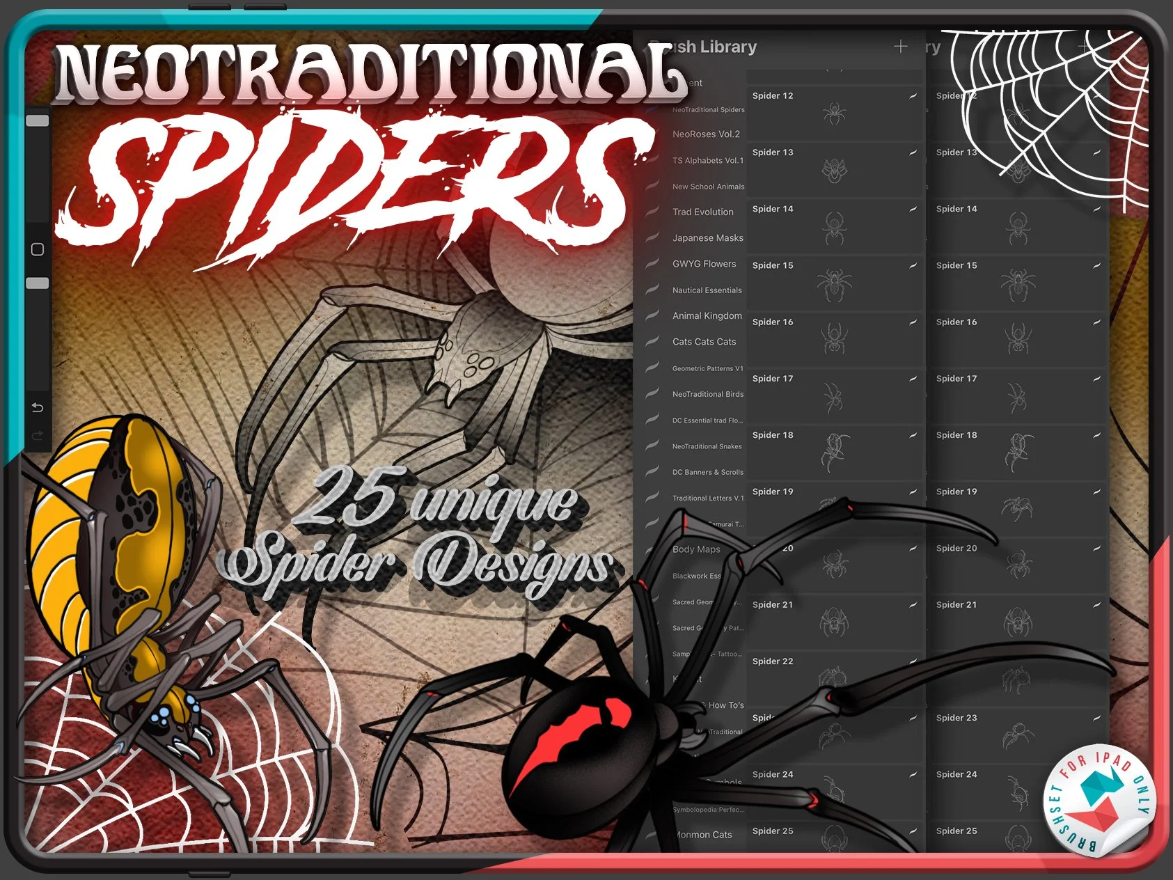 Neotraditional Spider Tattoo Flash