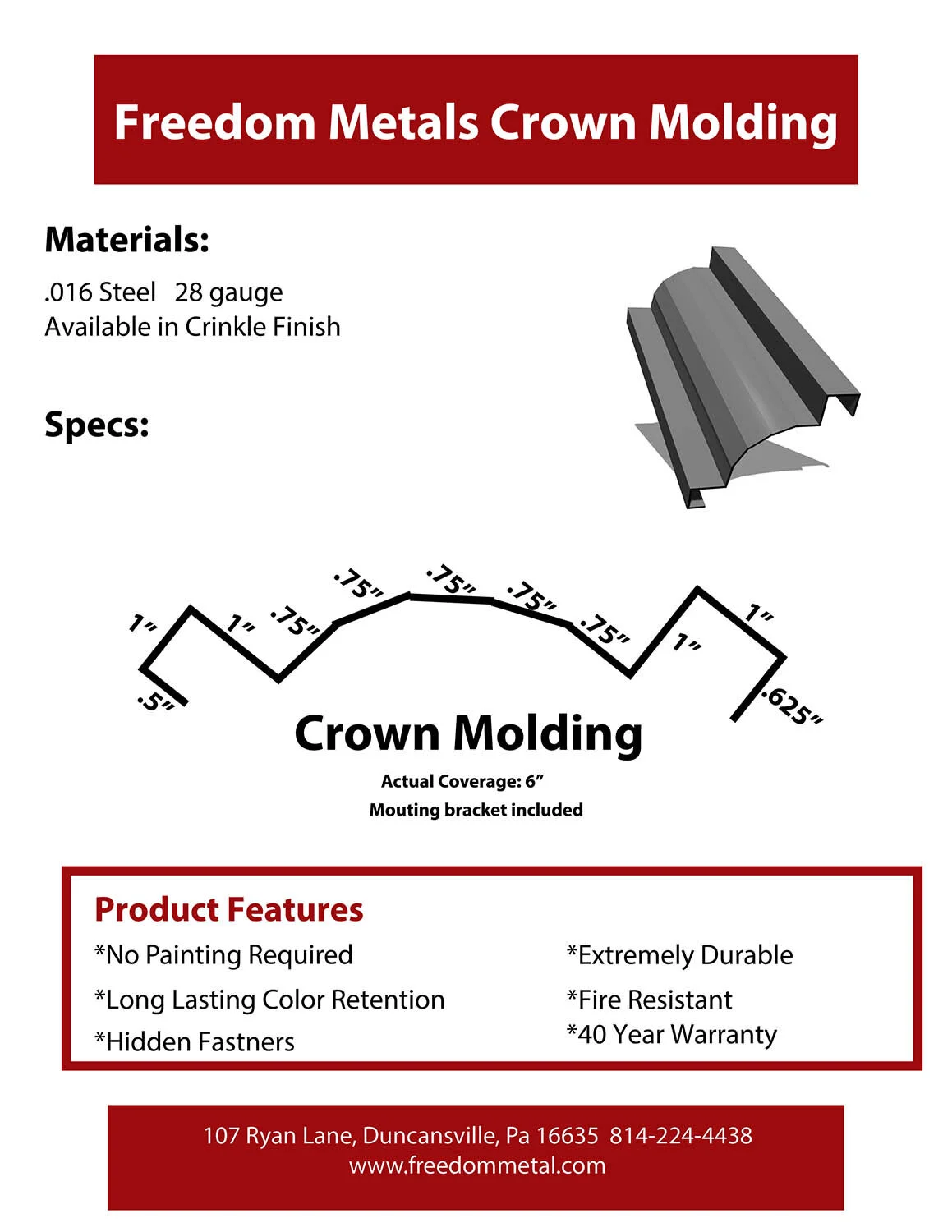 Metal Crown Molding — Freedom Metals