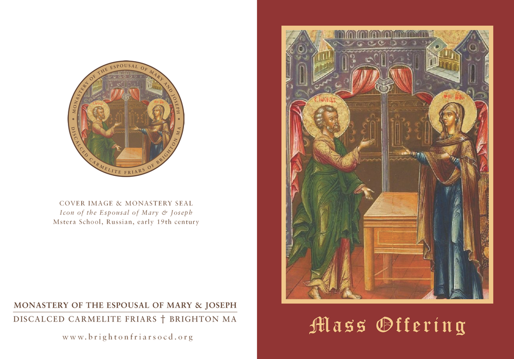 Mass Card (Espousal of Mary & Joseph) — Monastery of the Espousal of ...