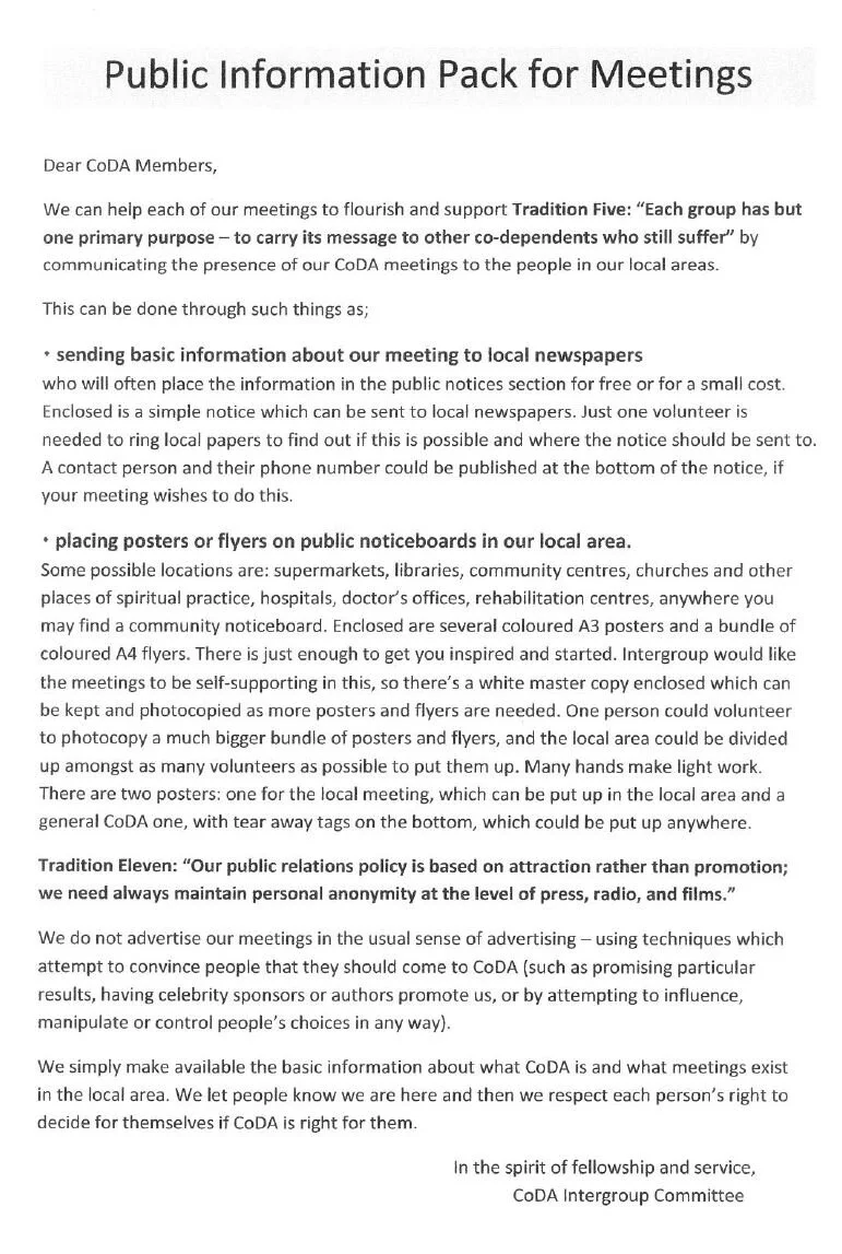 Public Information Pack - Digital — Codependents Anonymous Australasia