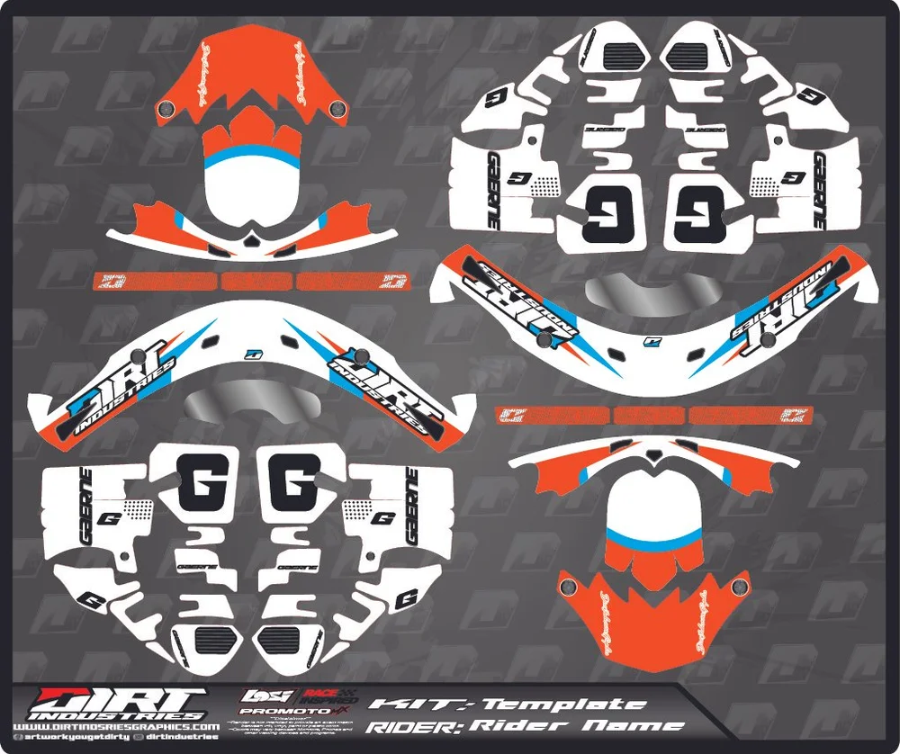 Detailed Full Custom Kit for Losi ProMotoX — Dirt Industries Graphics