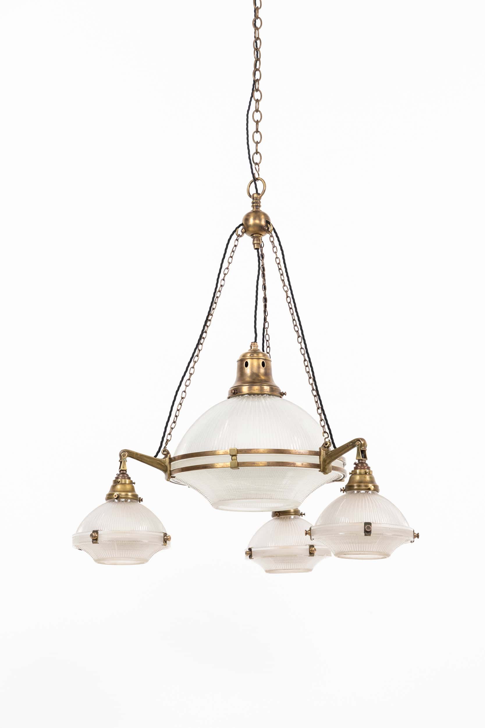 XL Holophane 'Reflector-Refractor' Chandelier Light Fitting — Antiques ...