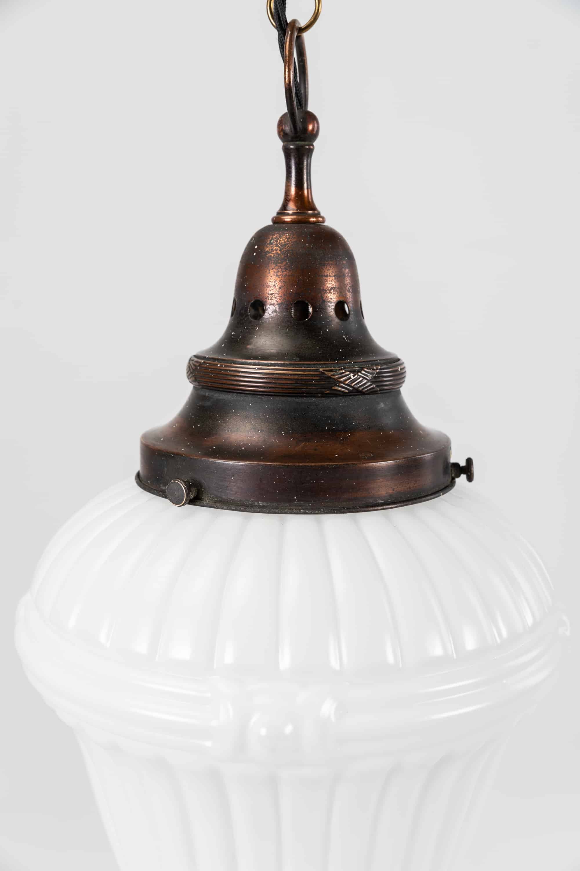 Ornate Moulded Art Deco Opaline Light Pendant — Antiques Workshop ...