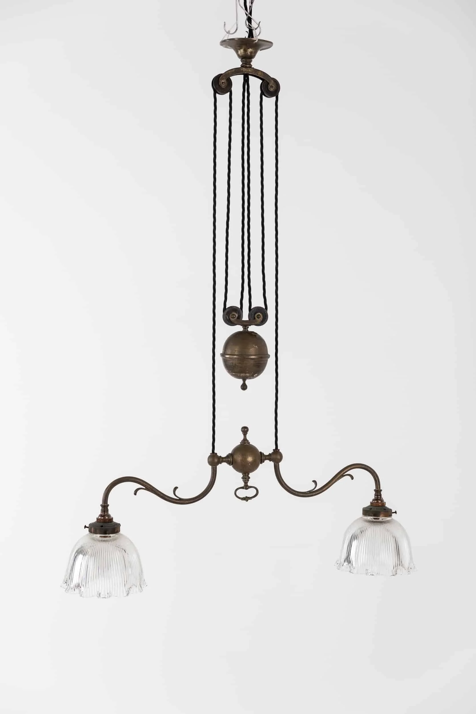 Brass Edwardian Rise and Fall Ceiling Light — Antiques Workshop ...