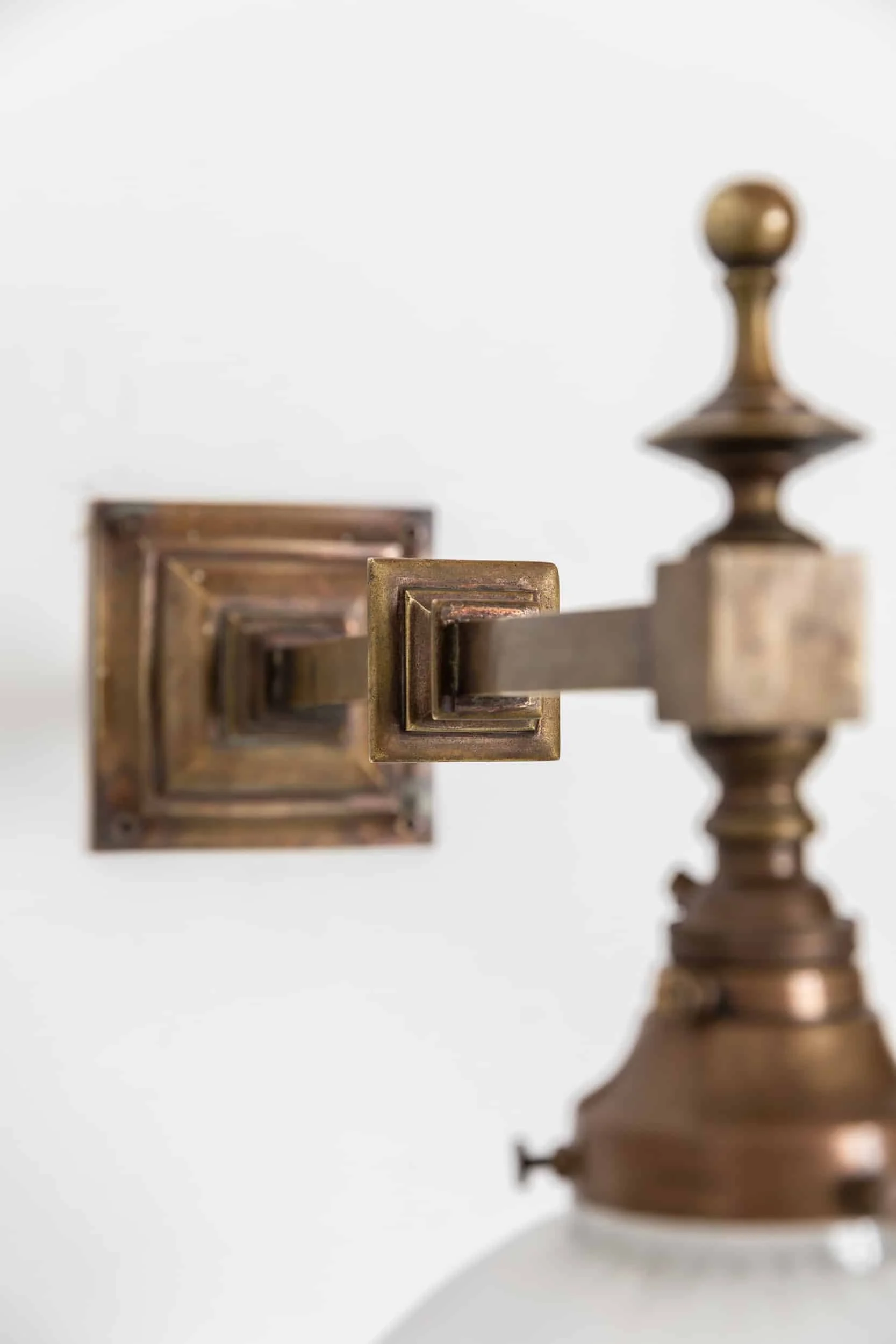 Brass GEC / Holophane 'Reflector-Refractor' Antique Glass Wall Light ...