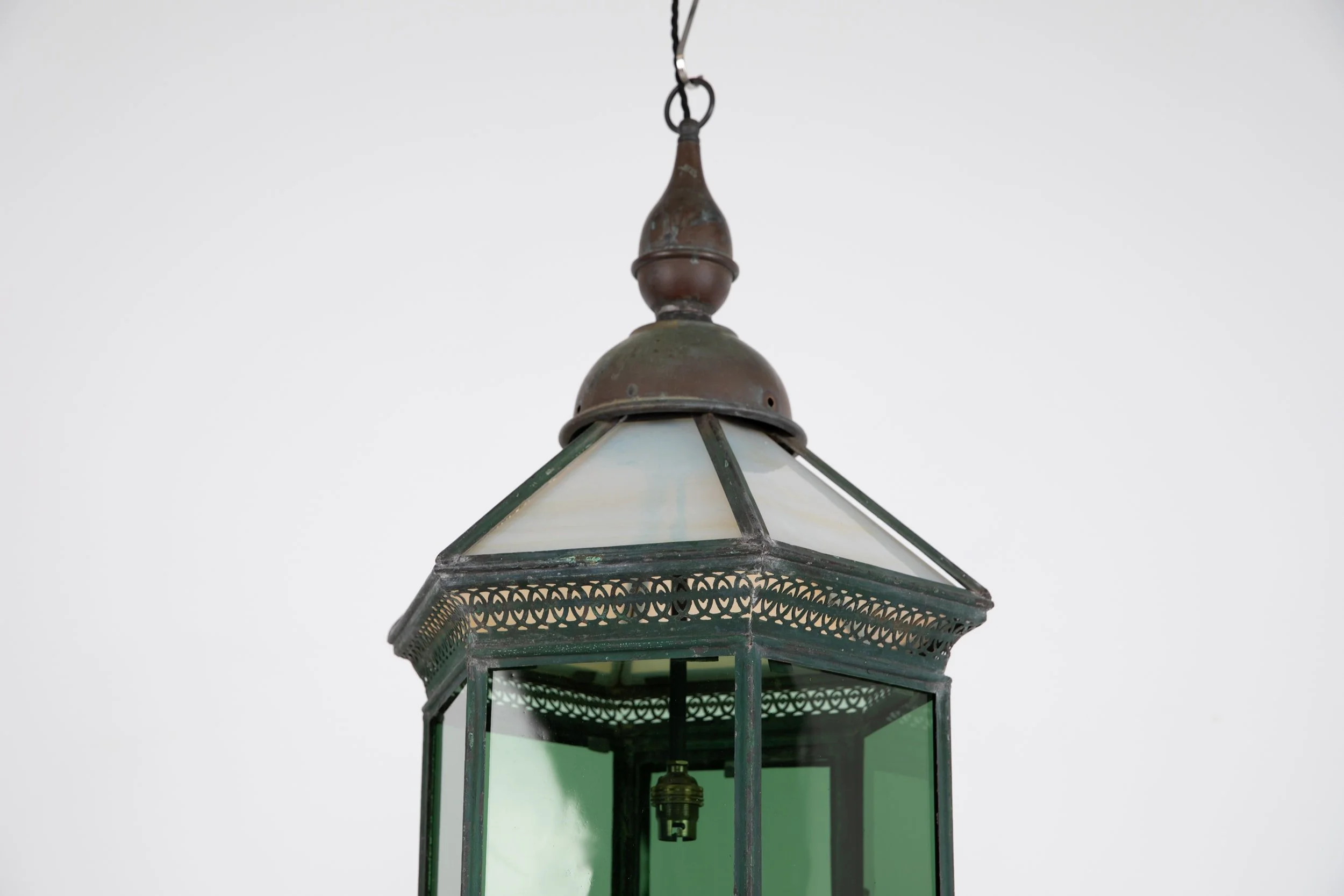 Victorian Hexagonal Verdigris Copper Lantern — Antiques Workshop ...
