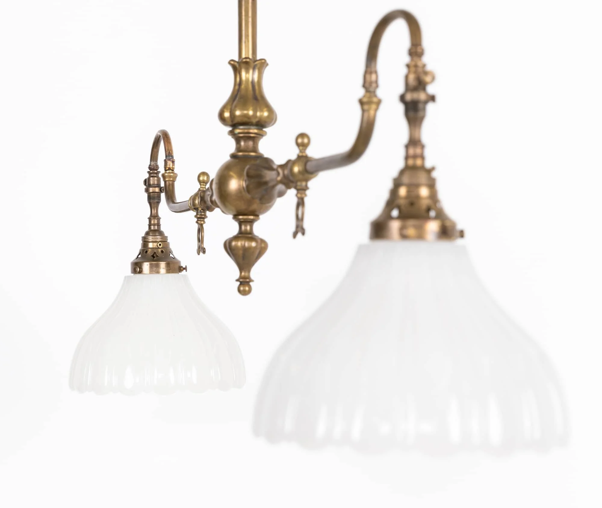 Elegant Moonstone Gasolier Ceiling Light — Antiques Workshop ...