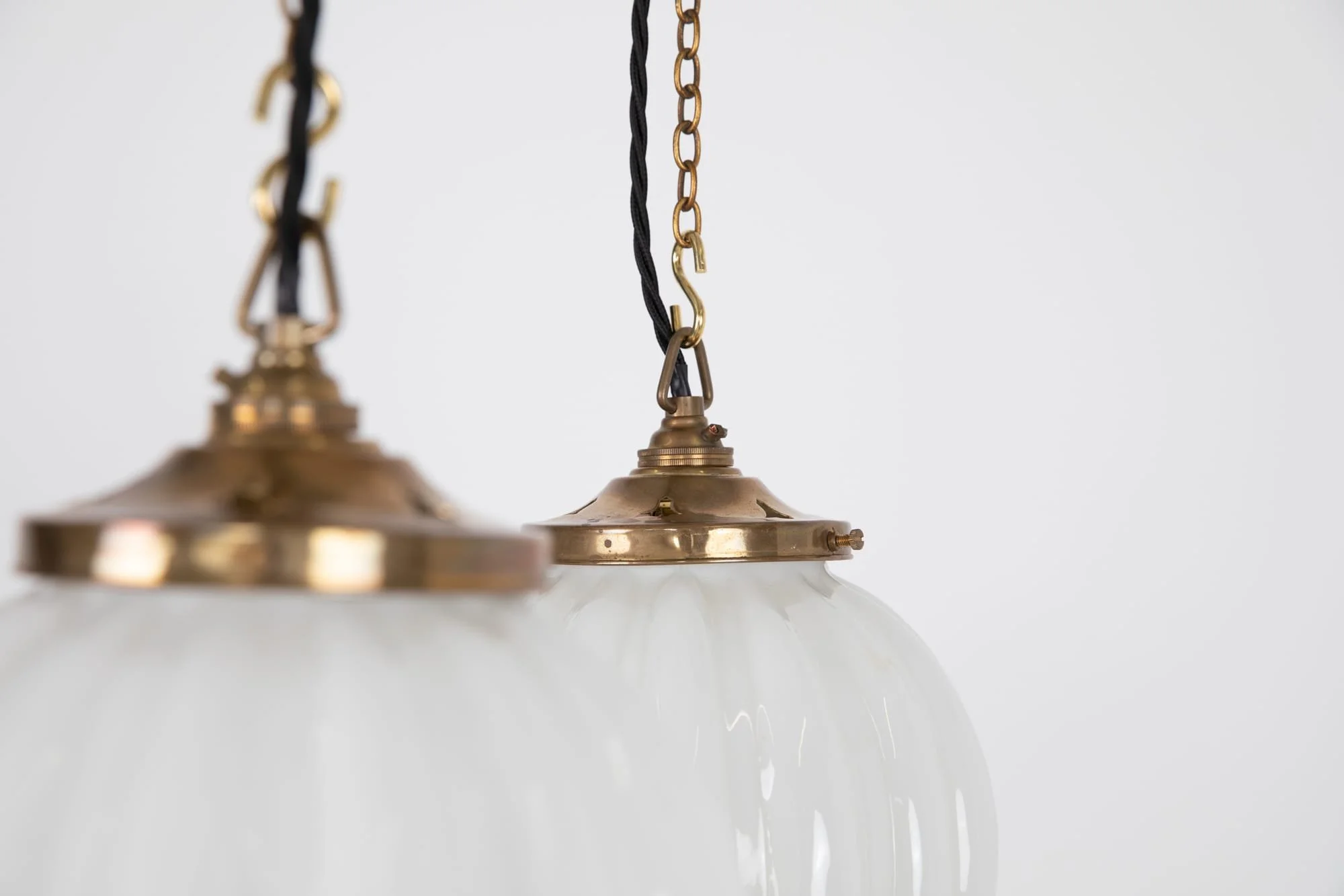 Ribbed Spherical Opaline Pendant Light — Antiques Workshop ...
