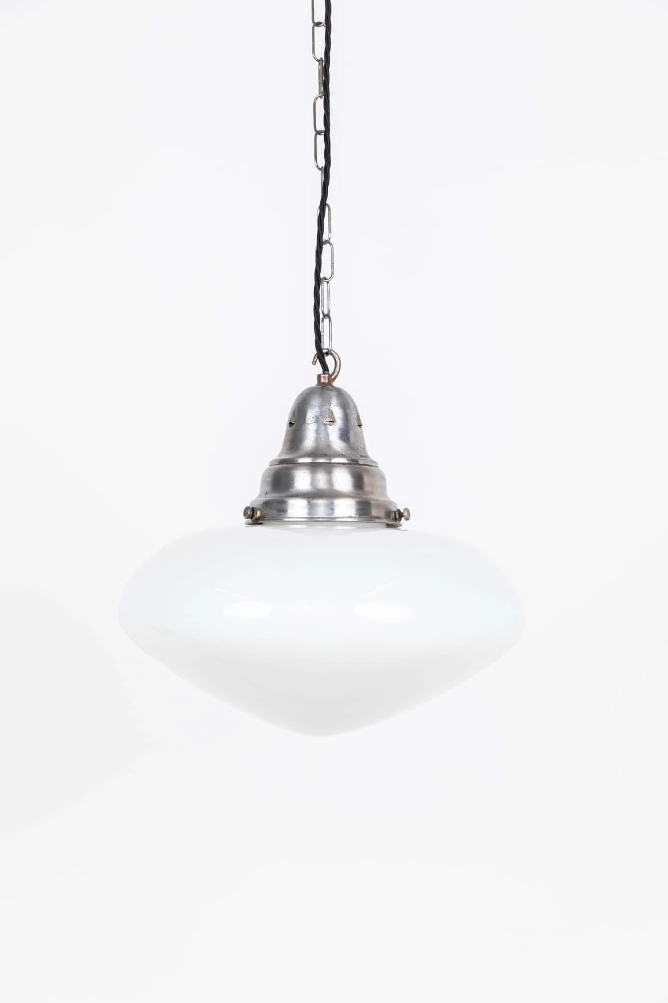 14" Ovaloid Opaline Glass Pendant Light — Antiques Workshop ...