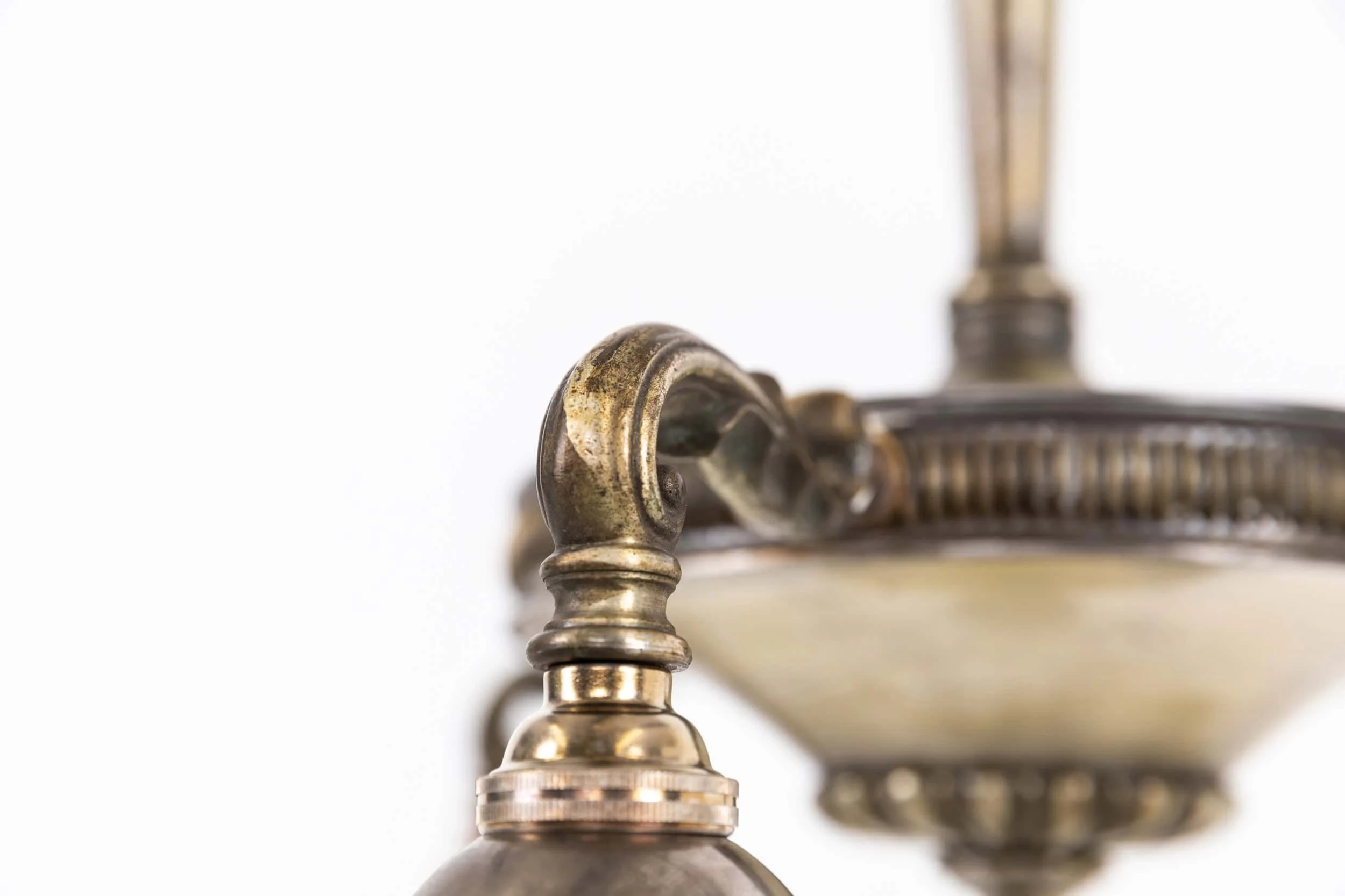 3-Arm Silver Plated GEC / Moonstone Electrolier — Antiques Workshop ...