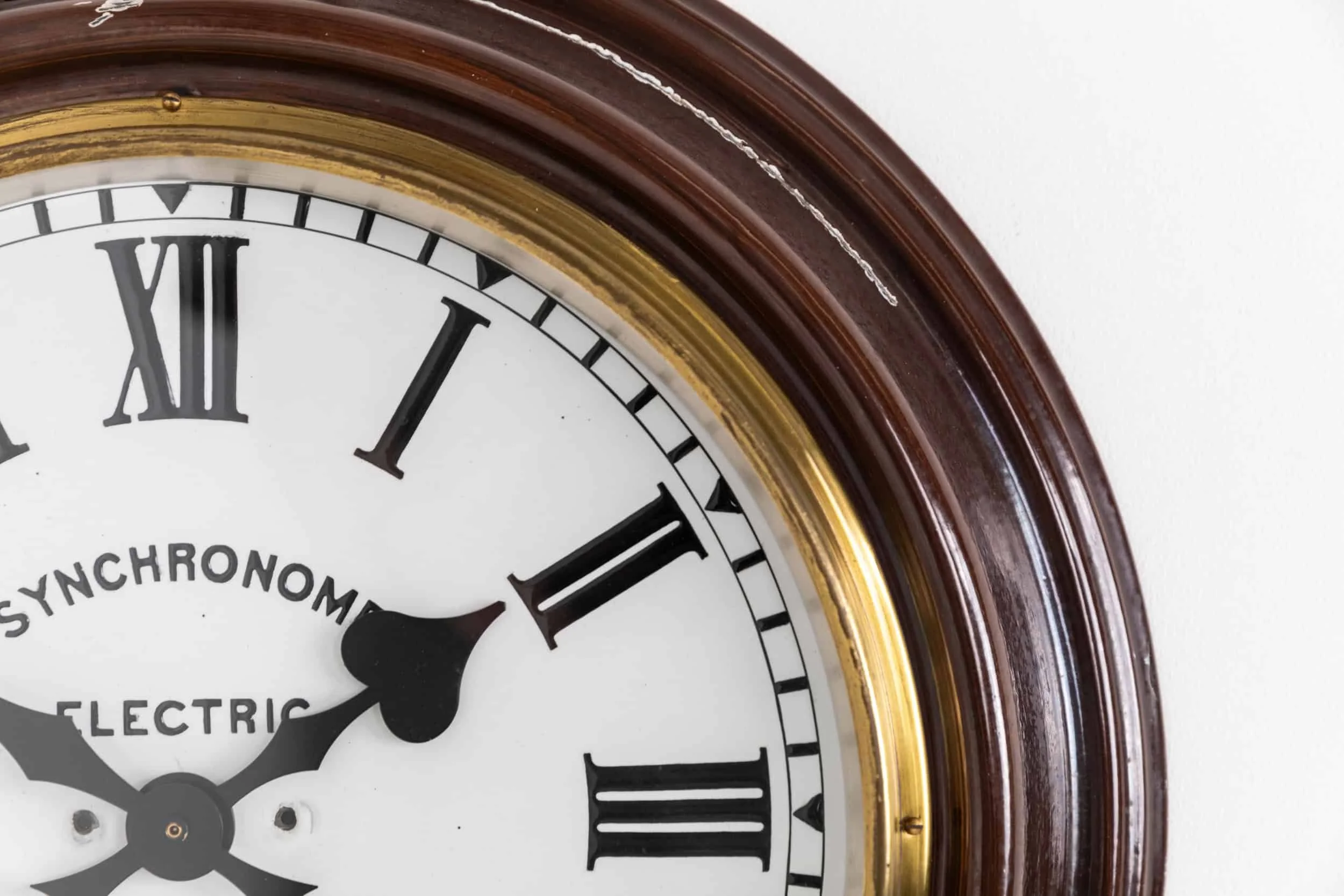 Brown Enamel Synchronome Industrial Wall Clock — Antiques Workshop ...