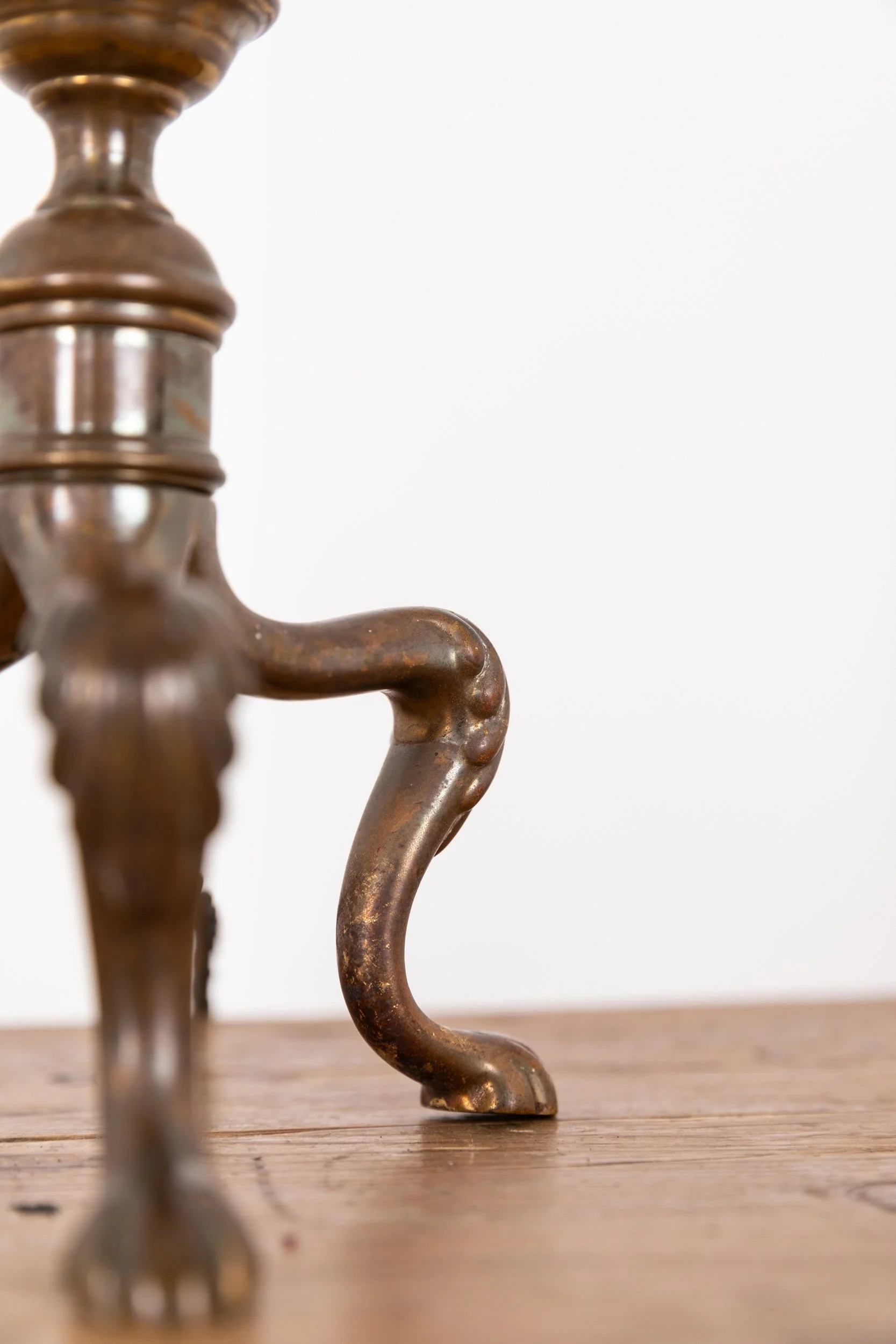 Antique Edwardian Brass Paw Foot Table Lamp — Antiques Workshop ...
