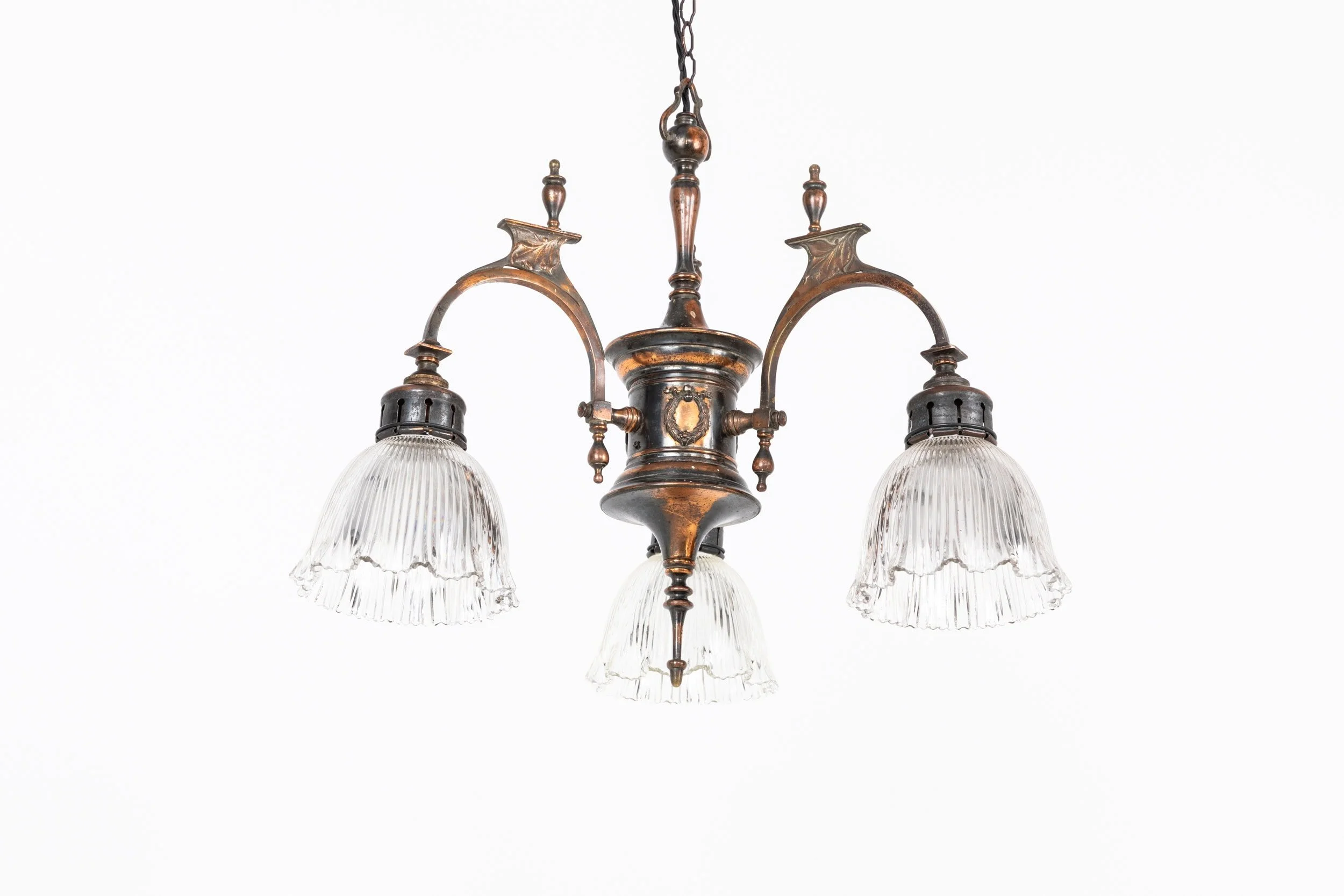 3-Arm Copper Plated GEC Electrolier Light — Antiques Workshop ...