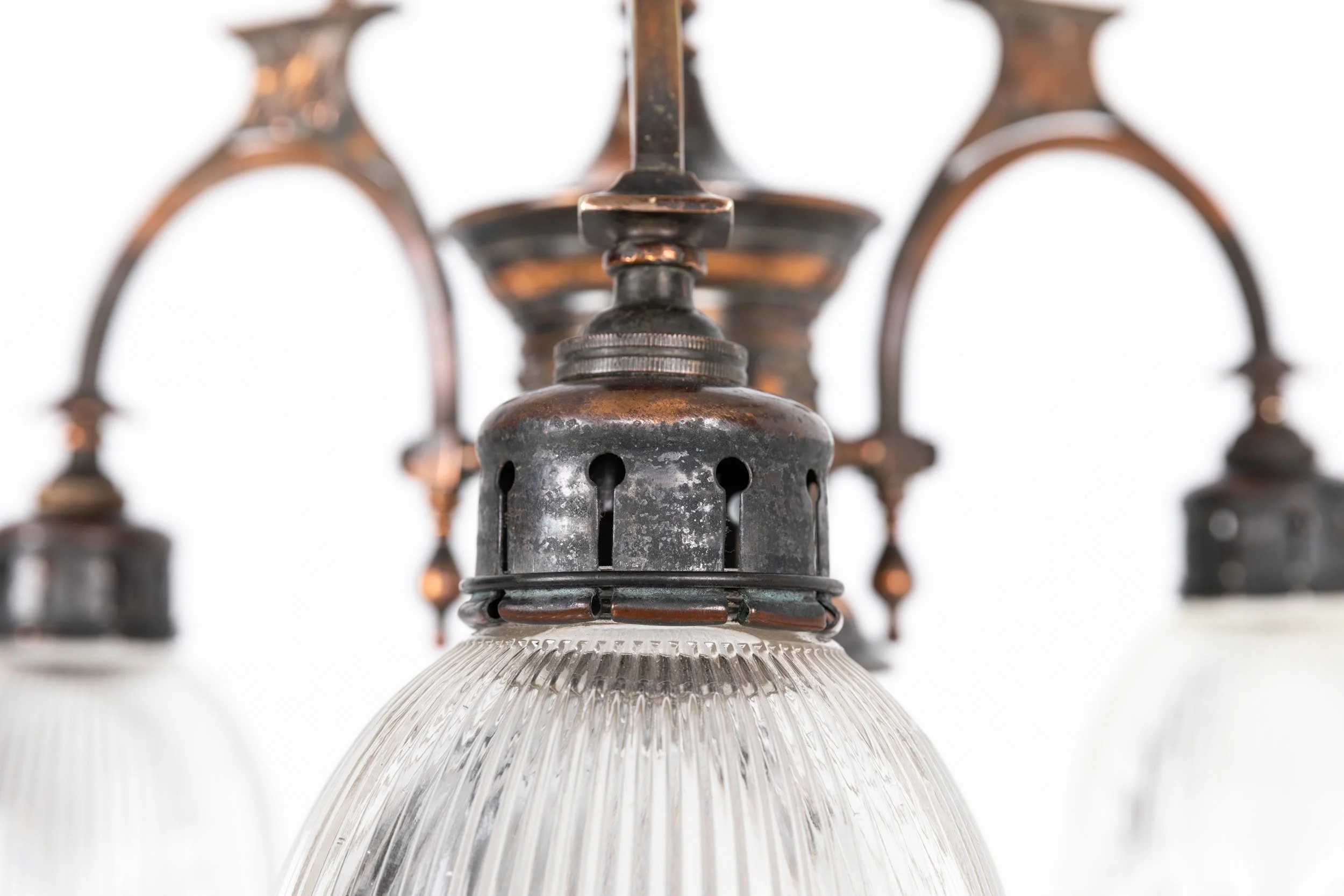 3-Arm Copper Plated GEC Electrolier Light — Antiques Workshop ...